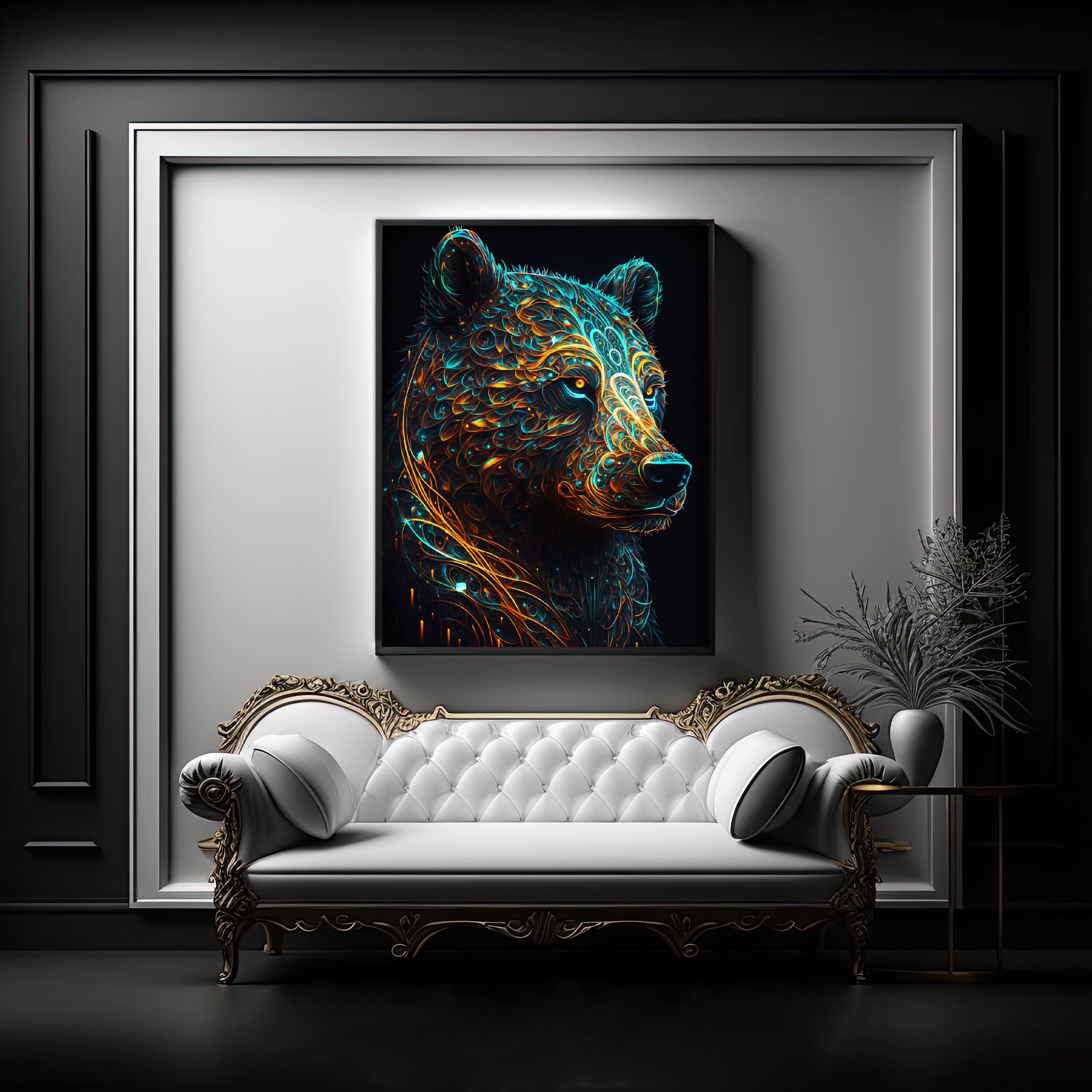 Glowing Bear Digital Art Print Wall Art AI Generated AI - Etsy