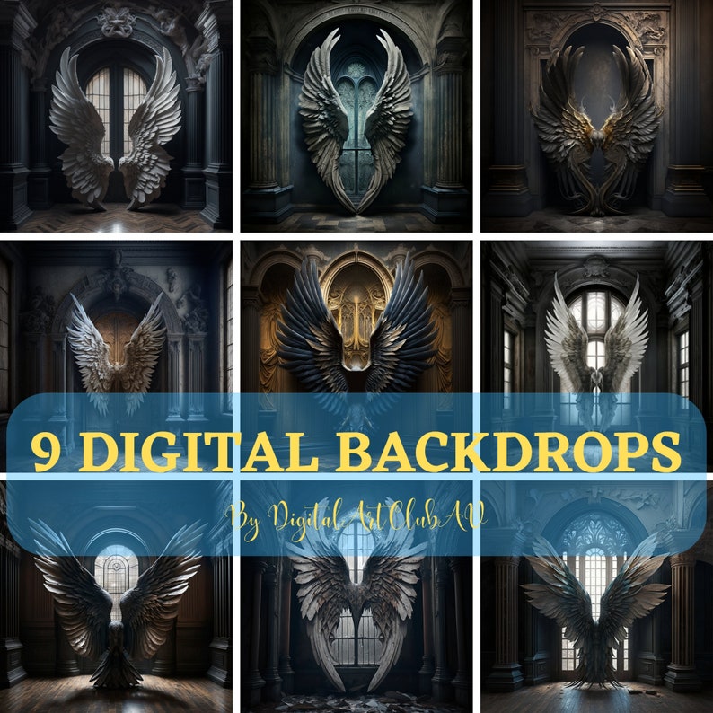 9 Gothic Angel Wings Backdrop Overlays | Overlays for Photoshop ...