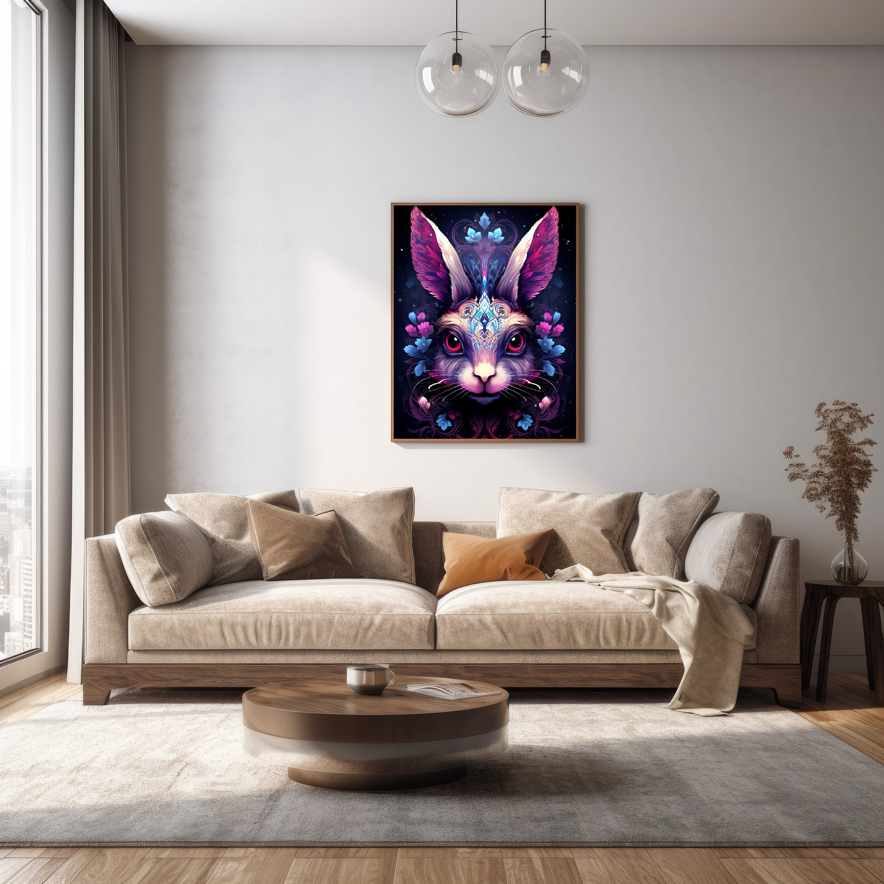 Evil Rabbit V2 Digital Art Print, Wall Art, AI Generated, AI Art ...