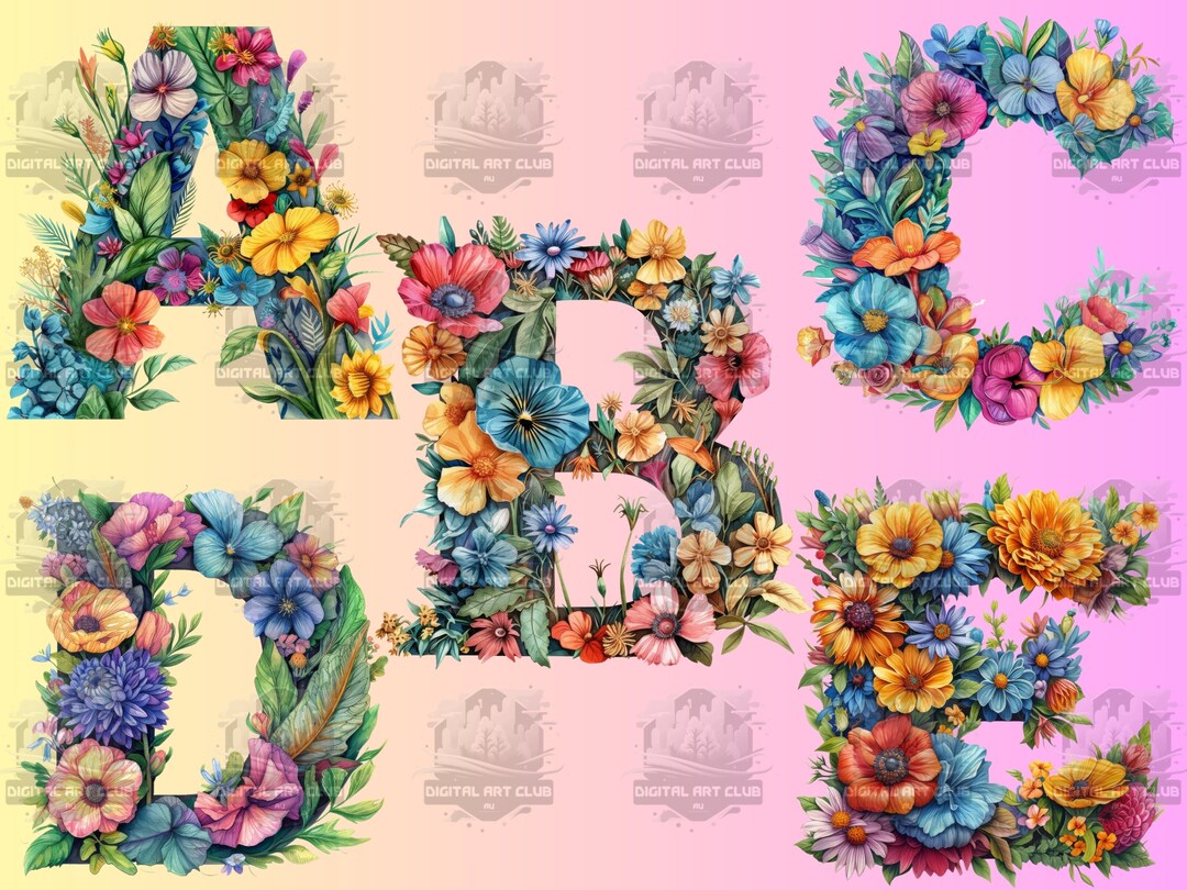 26 Watercolour Flowers Alphabet Letters Clipart | Magical, Fairy ...