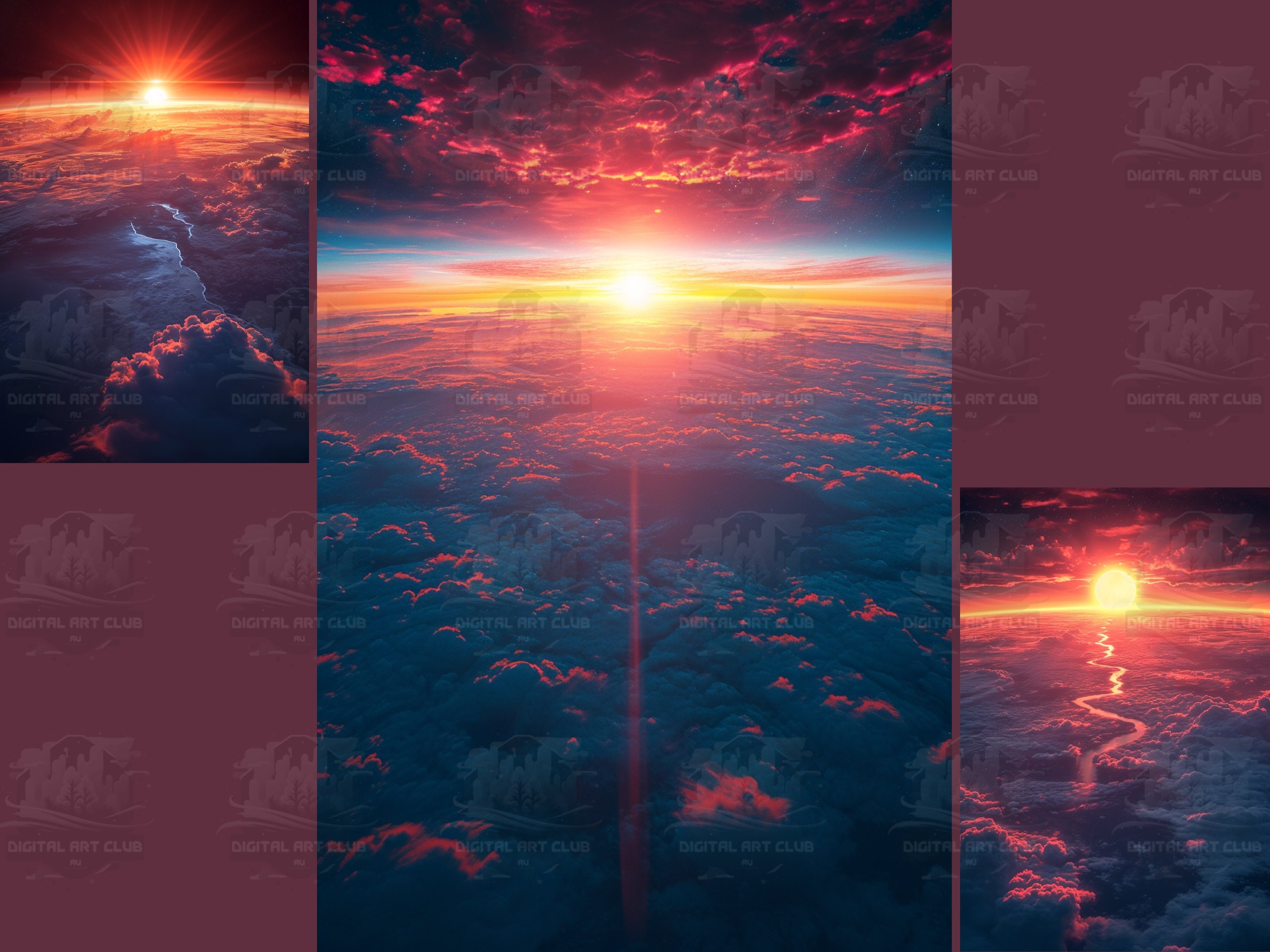 8 Space Sunset Backdrops Overlays | Overlays for Photoshop | Studio ...