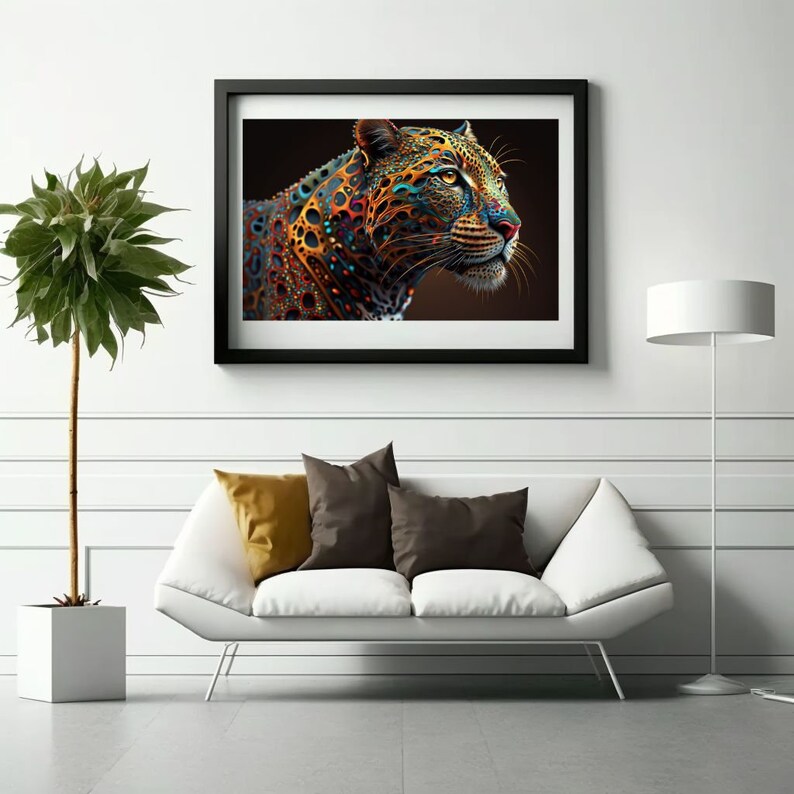 Colourful Leopard Digital Art Print Wall Art AI Generated - Etsy