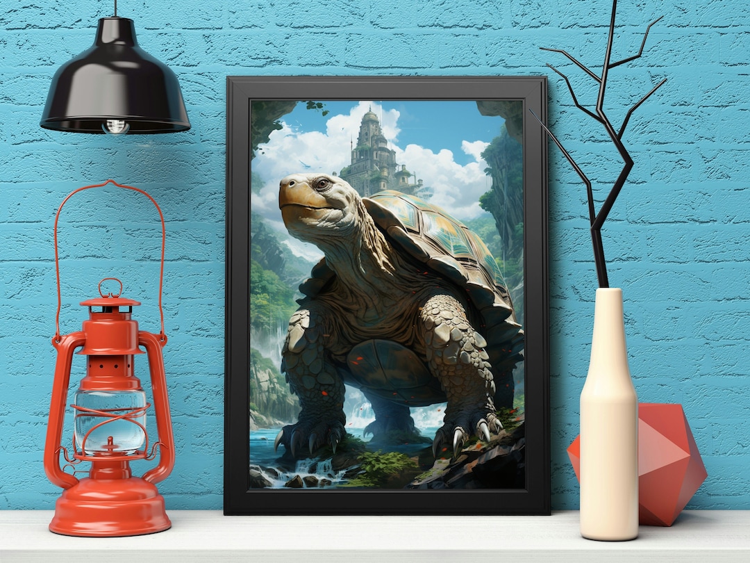 Ancient Turtle | Digital Art Print, Wall Art, AI Generated, AI Art ...