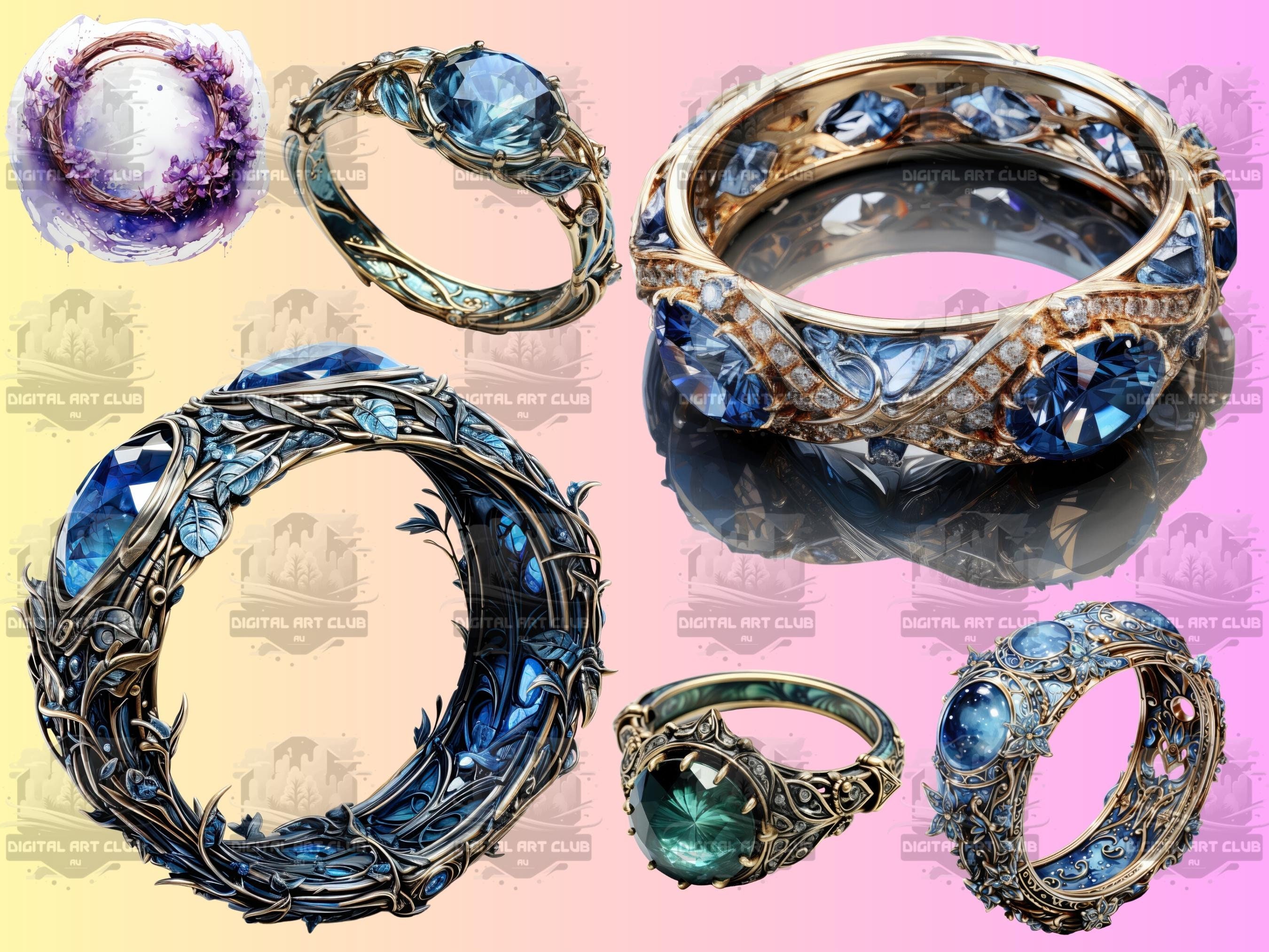 30 Fantasy Rings Clipart | Watercolor, Gothic, Mystical, Dreamlike ...