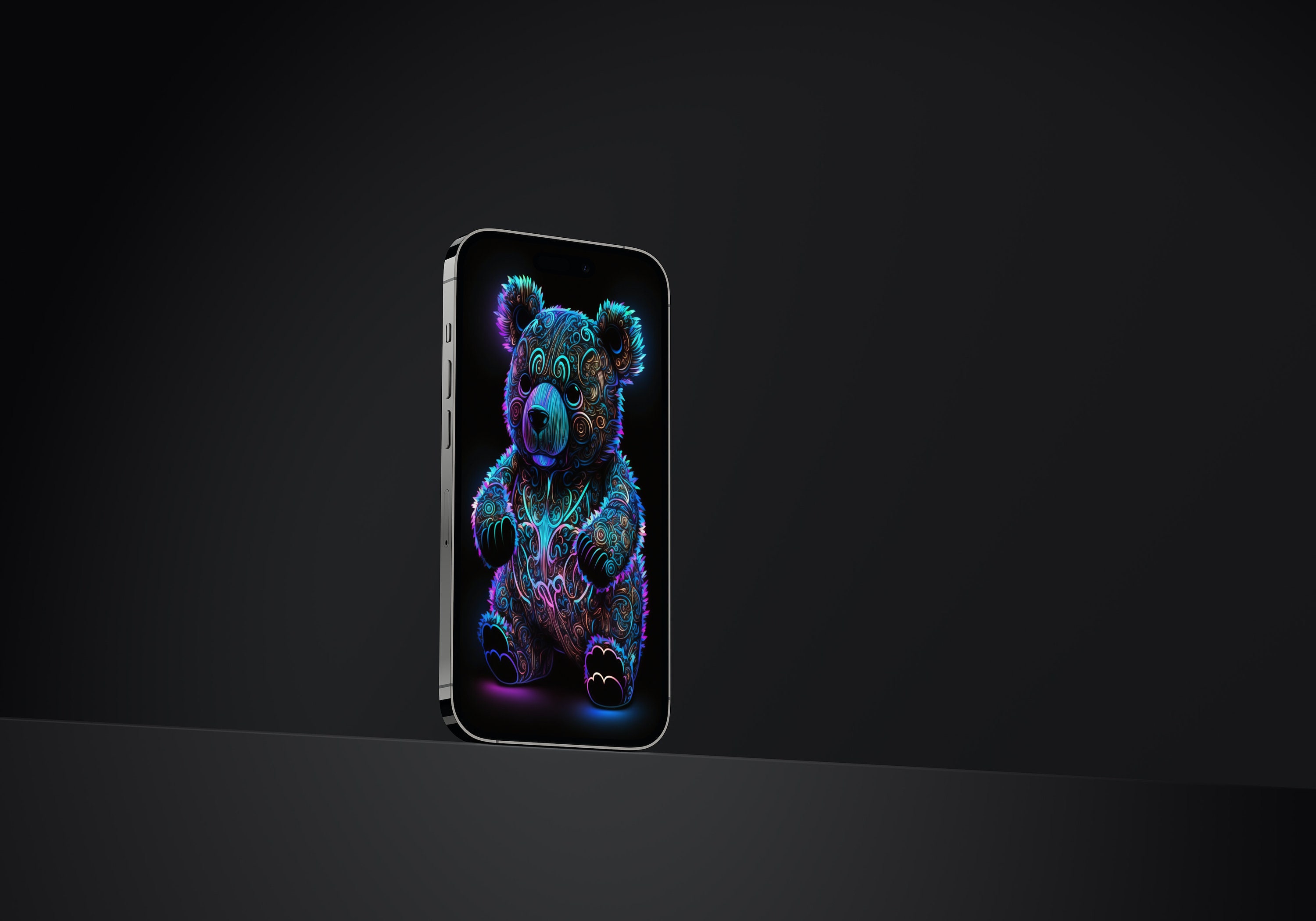 Neon Teddy Bear Digital Art Print, Wall Art, AI Generated, AI Art ...