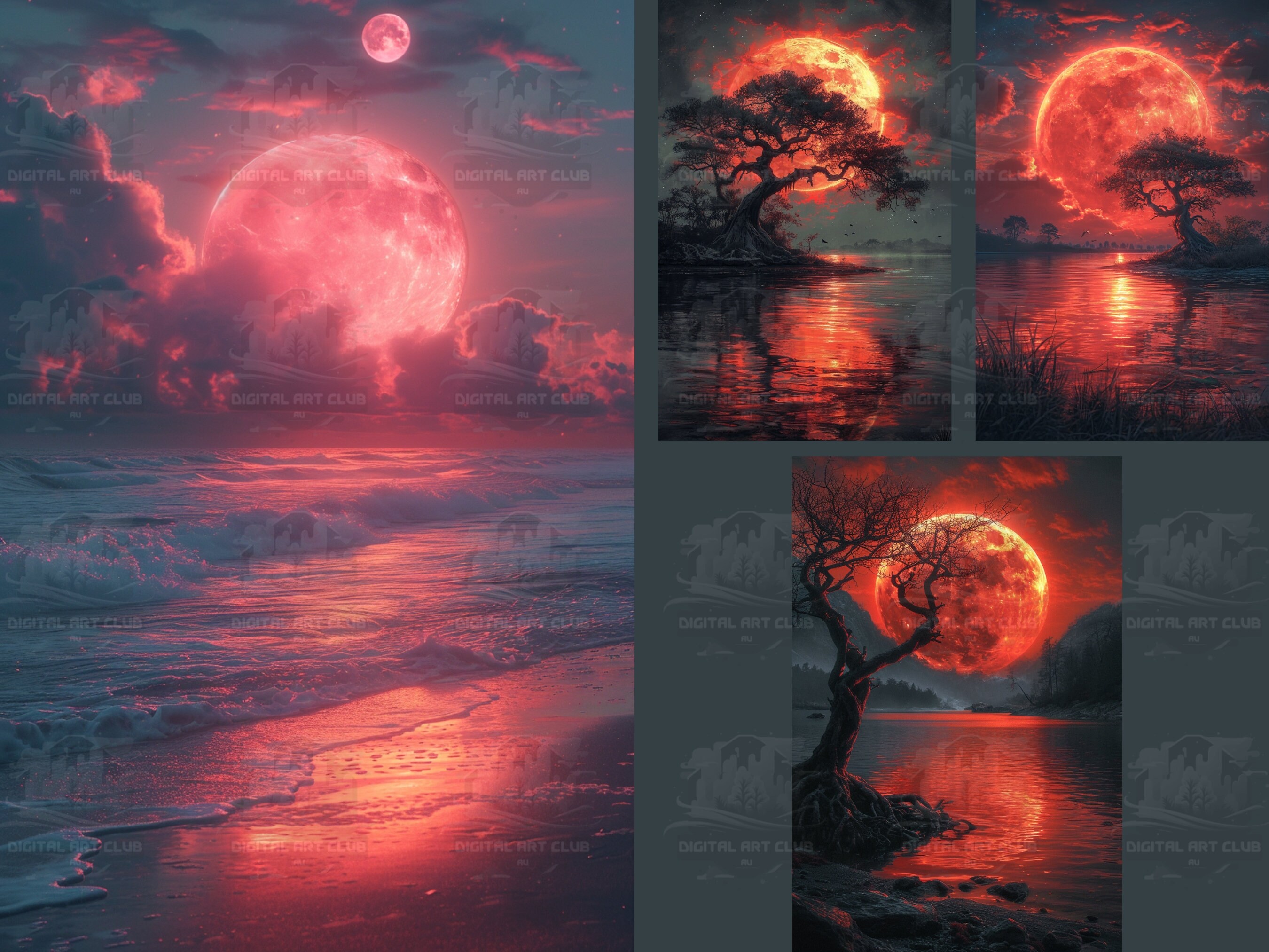 8 Blood Moon Backdrops Overlays | Overlays for Photoshop | Studio ...