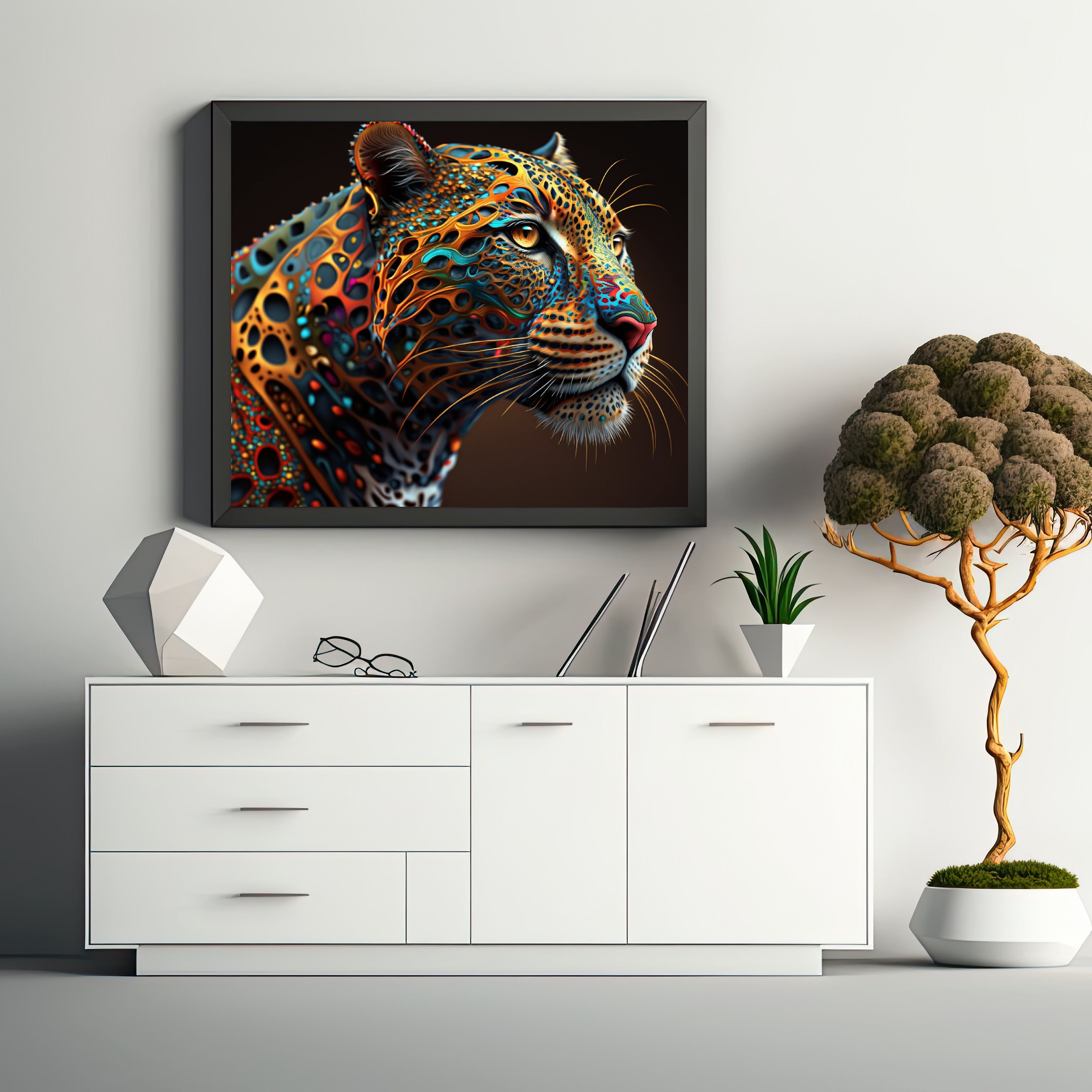 Colourful Leopard | Digital Art Print, Wall Art, AI Generated, AI Art ...
