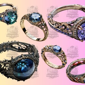 30 Fantasy Rings Clipart | Watercolor, Gothic, Mystical, Dreamlike ...