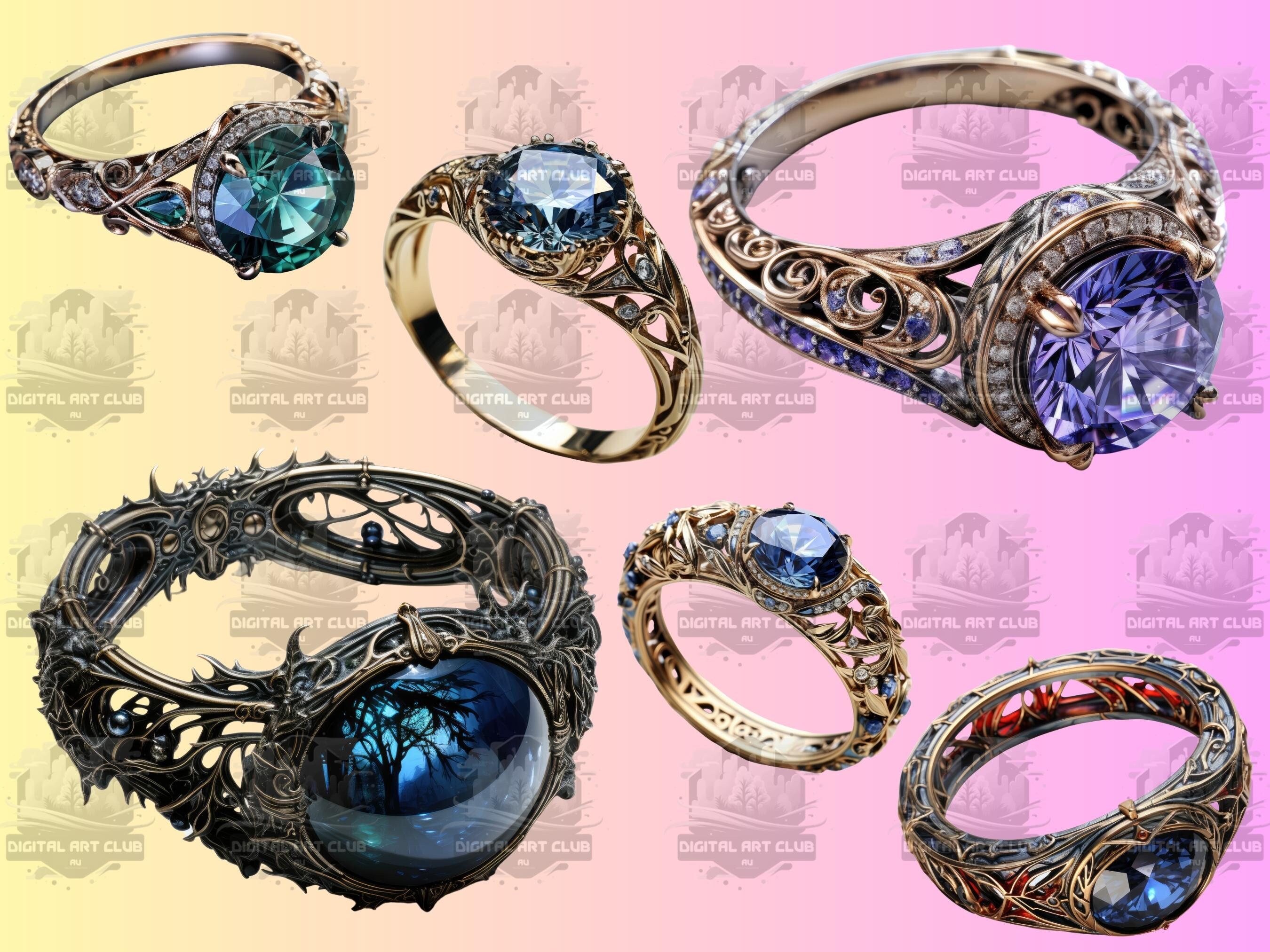 30 Fantasy Rings Clipart | Watercolor, Gothic, Mystical, Dreamlike ...