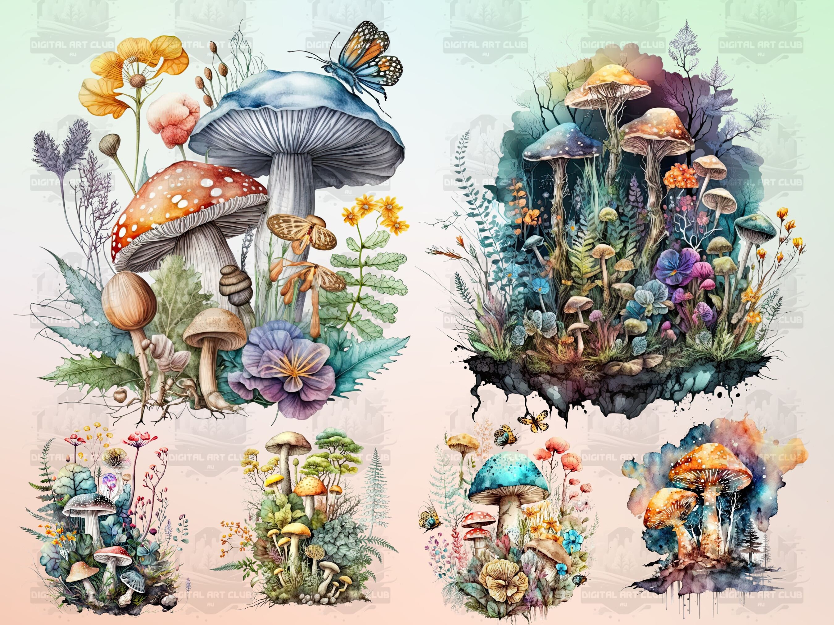 27 Watercolor Forest Mushrooms Clipart | Floral, Magic, Nature, Fantasy ...
