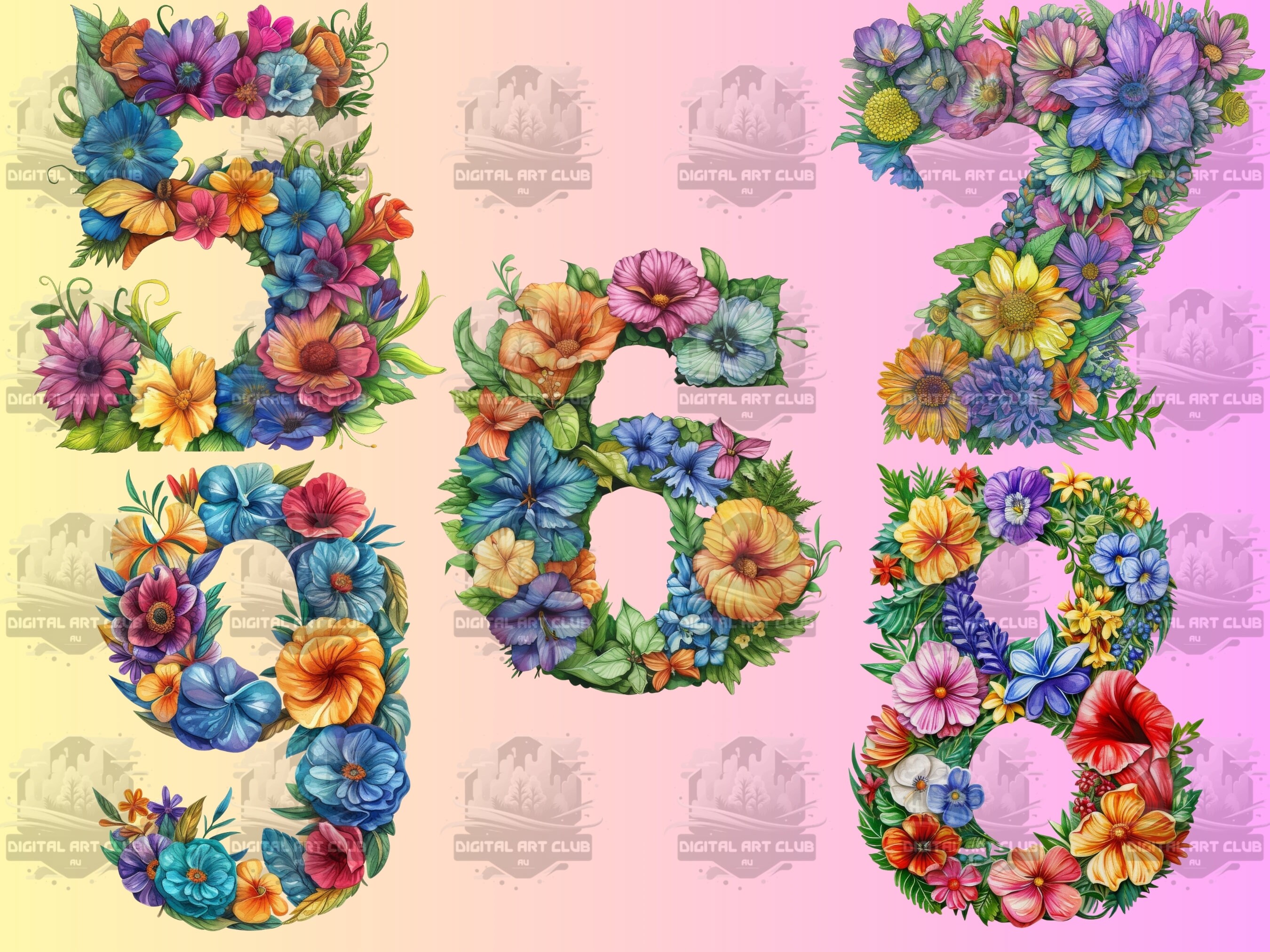 10 Watercolour Flowers Numbers Clipart | Magical, Fairy, Fantasy ...