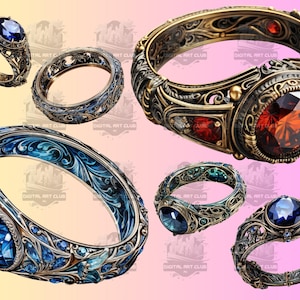 30 Fantasy Rings Clipart | Watercolor, Gothic, Mystical, Dreamlike ...