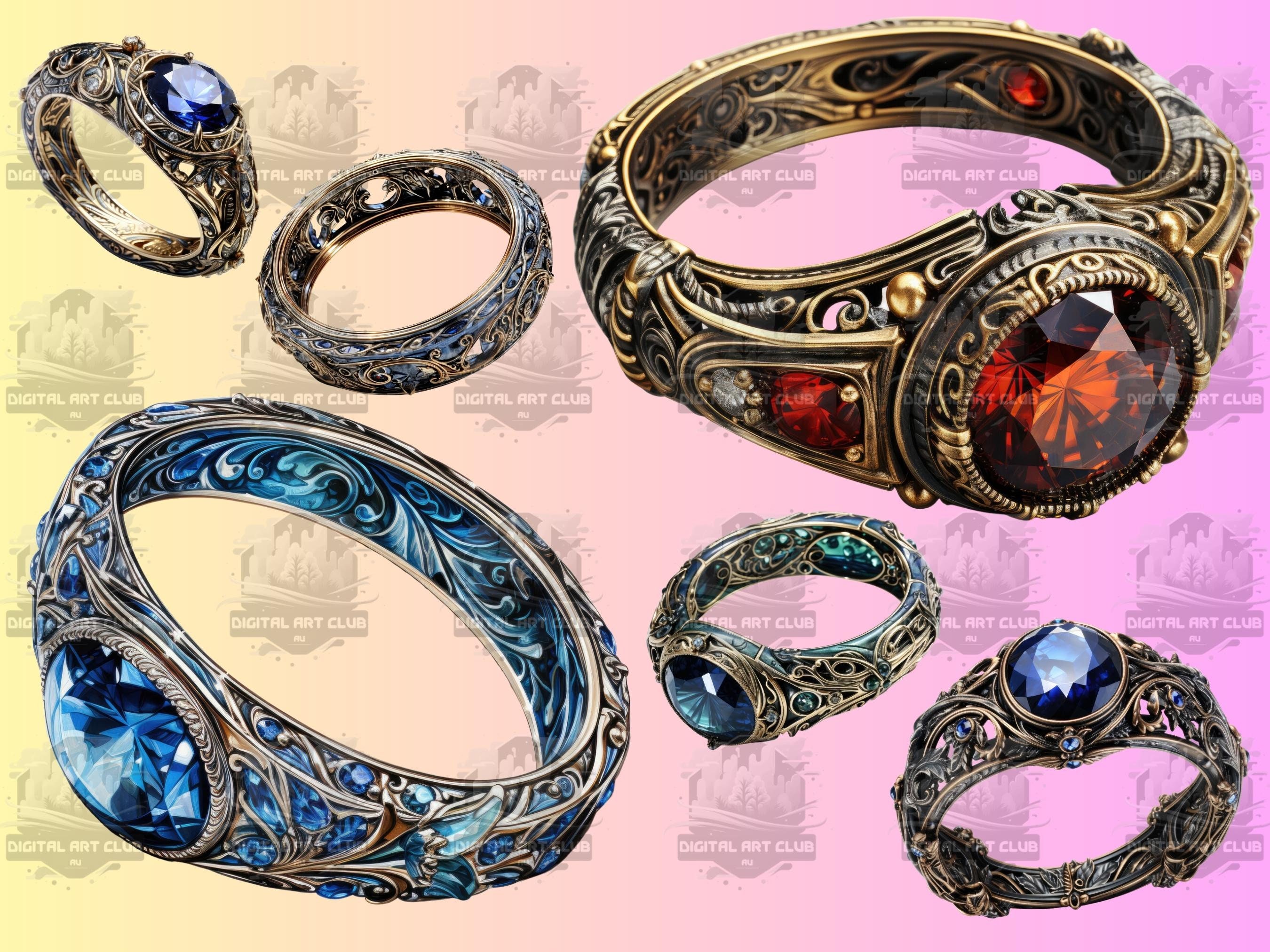 30 Fantasy Rings Clipart | Watercolor, Gothic, Mystical, Dreamlike ...