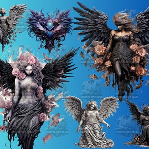 24 Watercolor Fallen Angel Clipart | Dark Fantasy, Gothic | Digital PNG ...