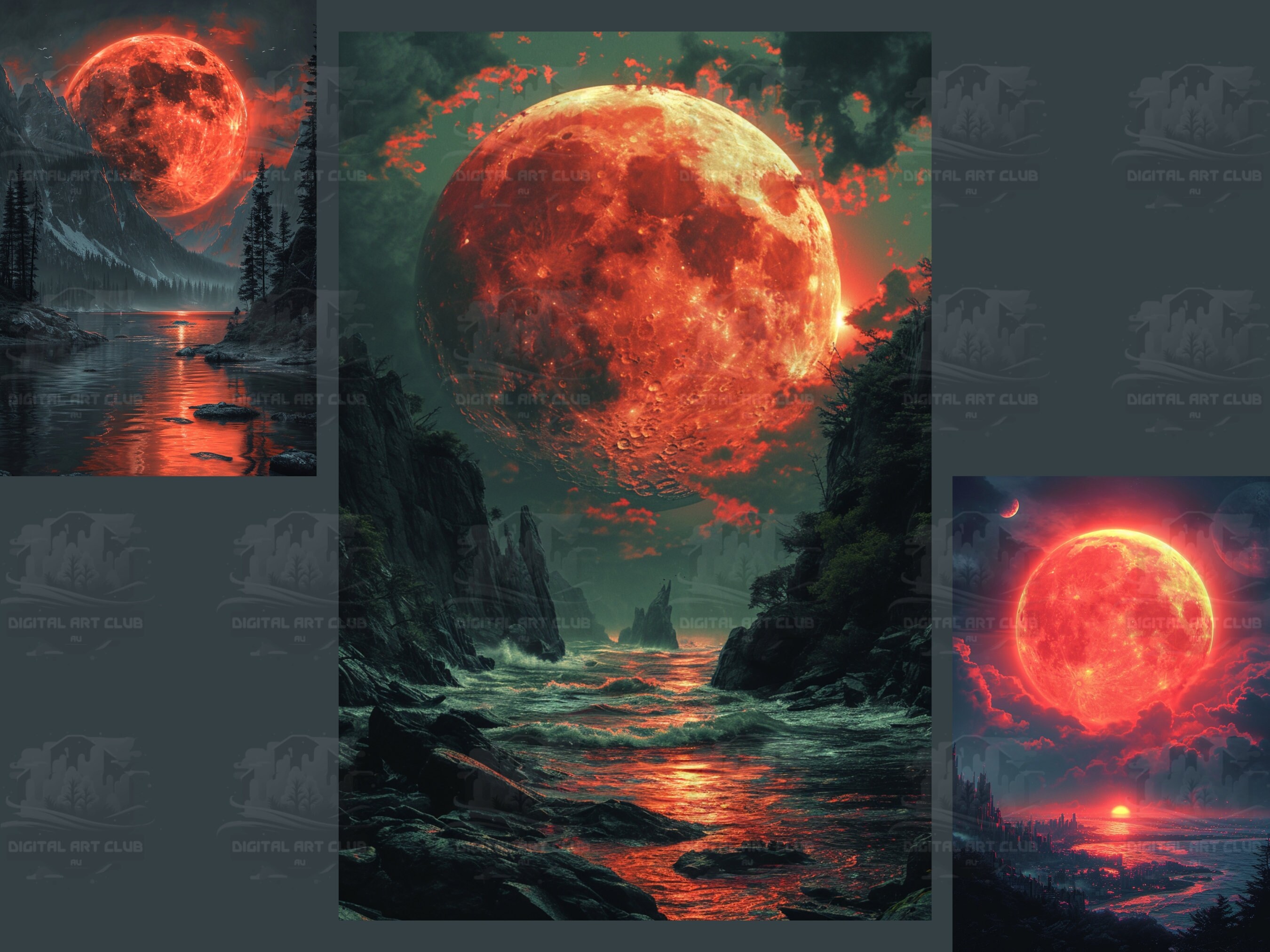 8 Blood Moon Backdrops Overlays | Overlays for Photoshop | Studio ...