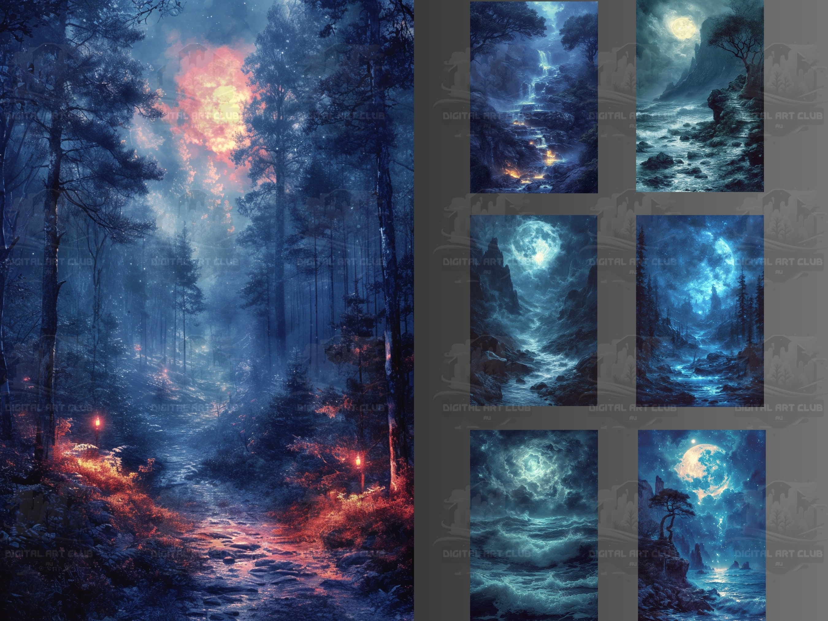 7 Dark Fantasy Night Backdrops Overlays Overlays for Photoshop Studio ...