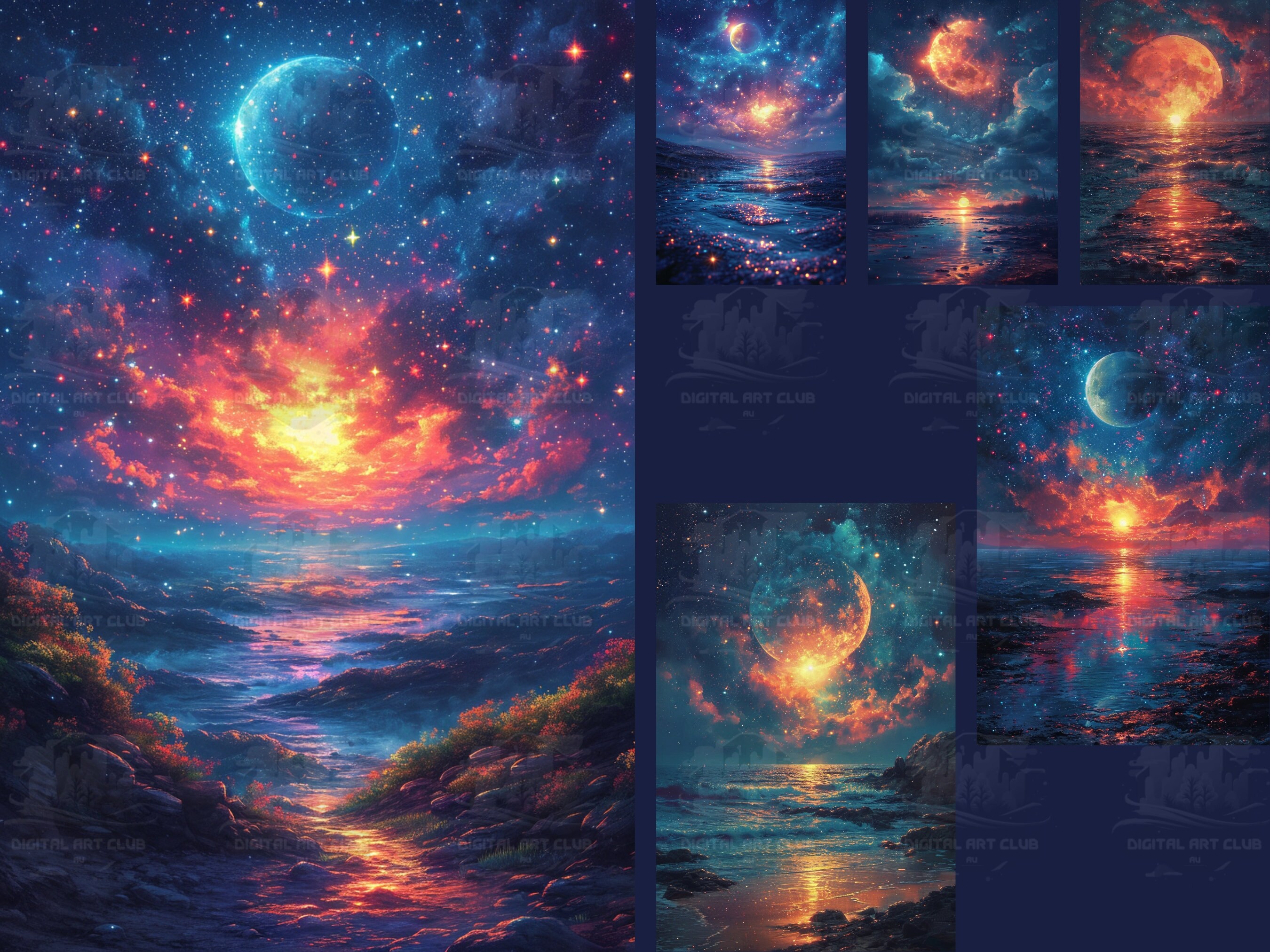6 Fantasy Night Sky Backdrops Overlays | Overlays for Photoshop ...