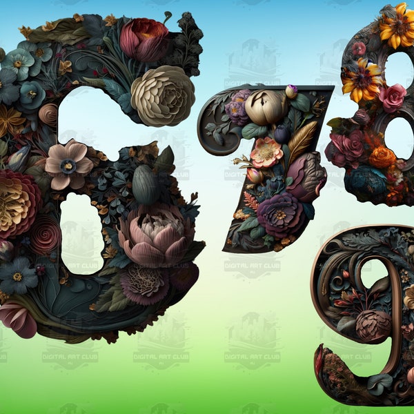 Gothic Numbers Png - Etsy