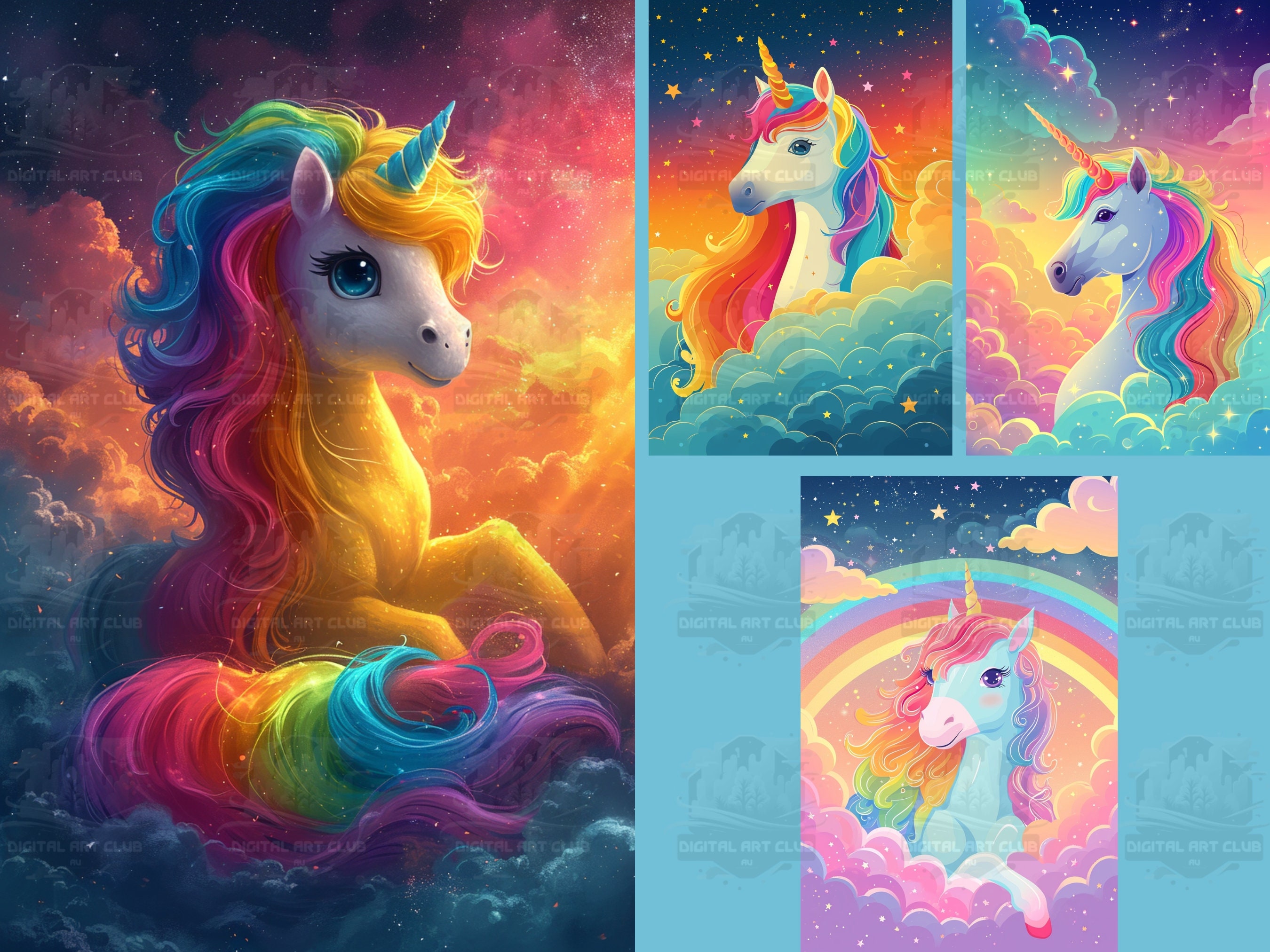 8 Rainbow Unicorn Backdrops Overlays | Overlays for Photoshop | Studio ...