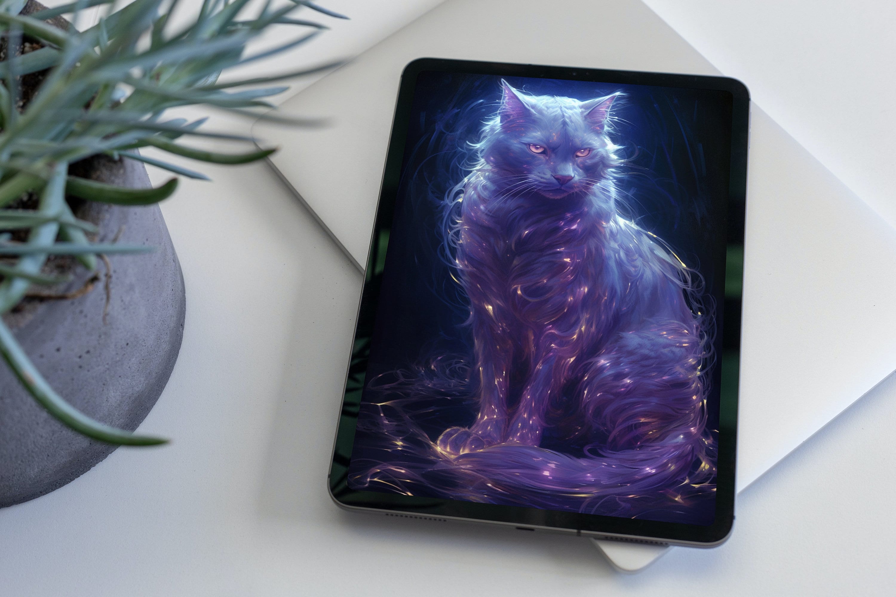 Lila Katze | Digital Art Print, Wandkunst, AI generiert, AI Art ...