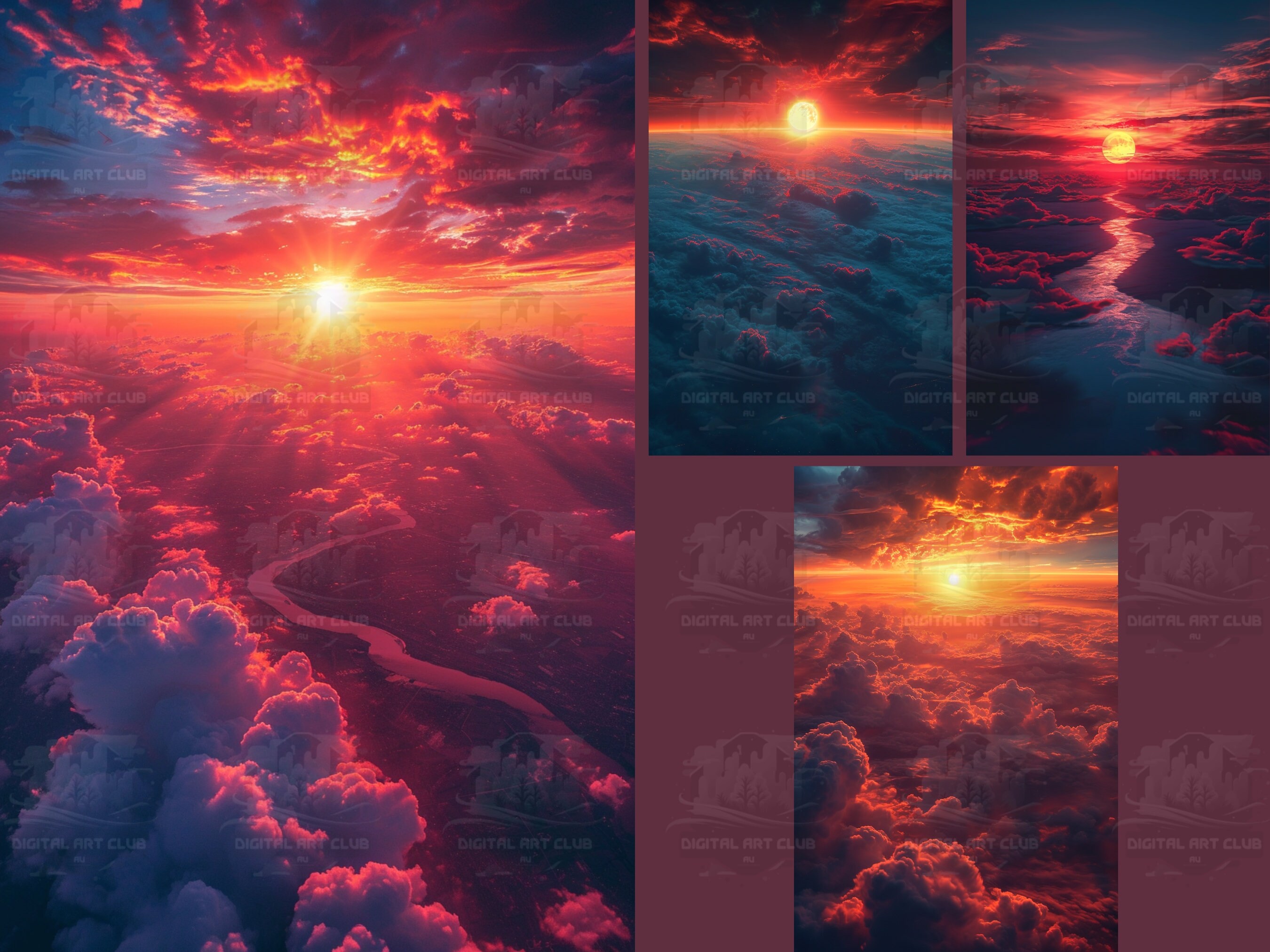 8 Space Sunset Backdrops Overlays | Overlays for Photoshop | Studio ...