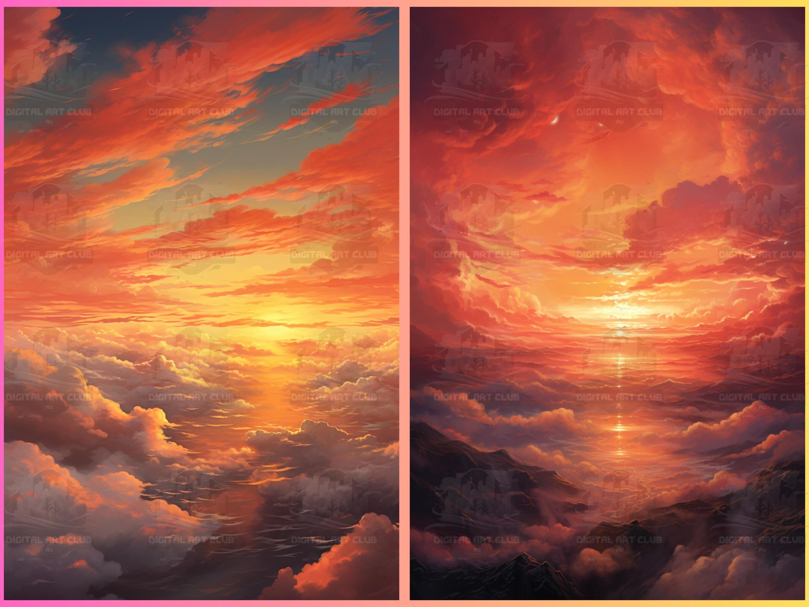 10 Sky Sunset Backdrops Overlays Overlays for Photoshop Studio Backdrops Digital Backdrops Fine ...