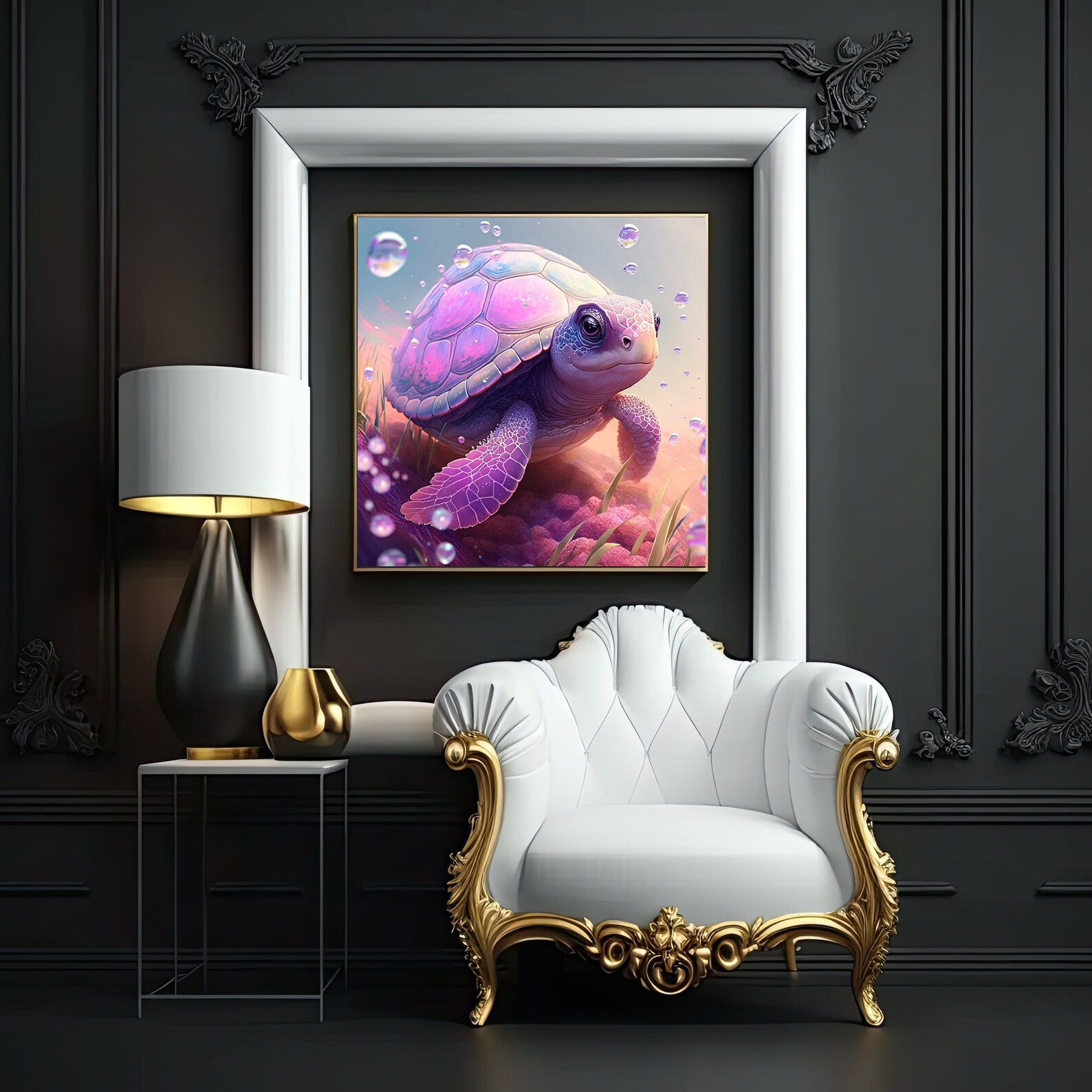 Pink Turtle | Digital Art Print, Wall Art, AI Generated, AI Art ...