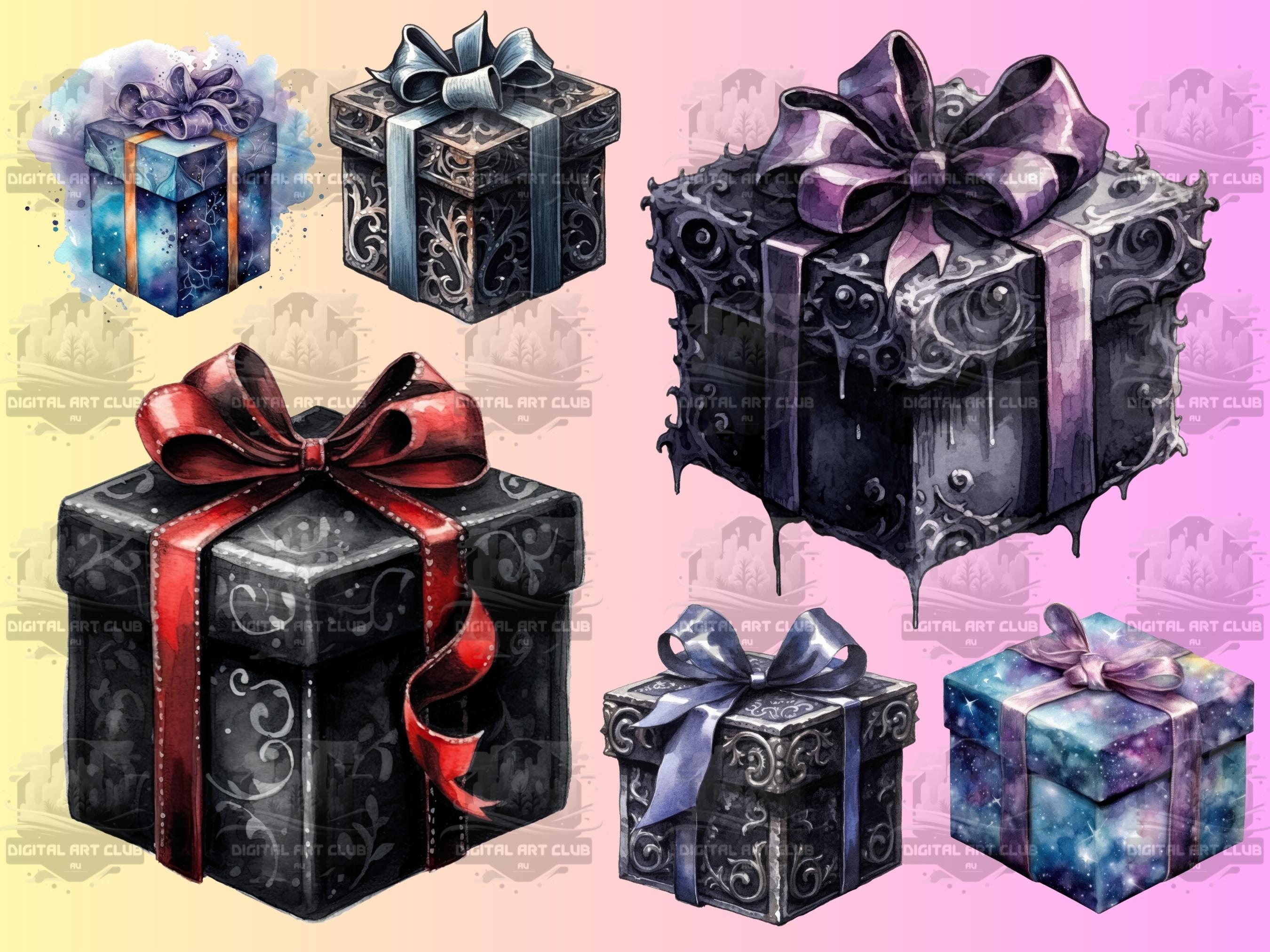 28 Gothic Gift Boxes Clipart Watercolor Floral Dark - Etsy