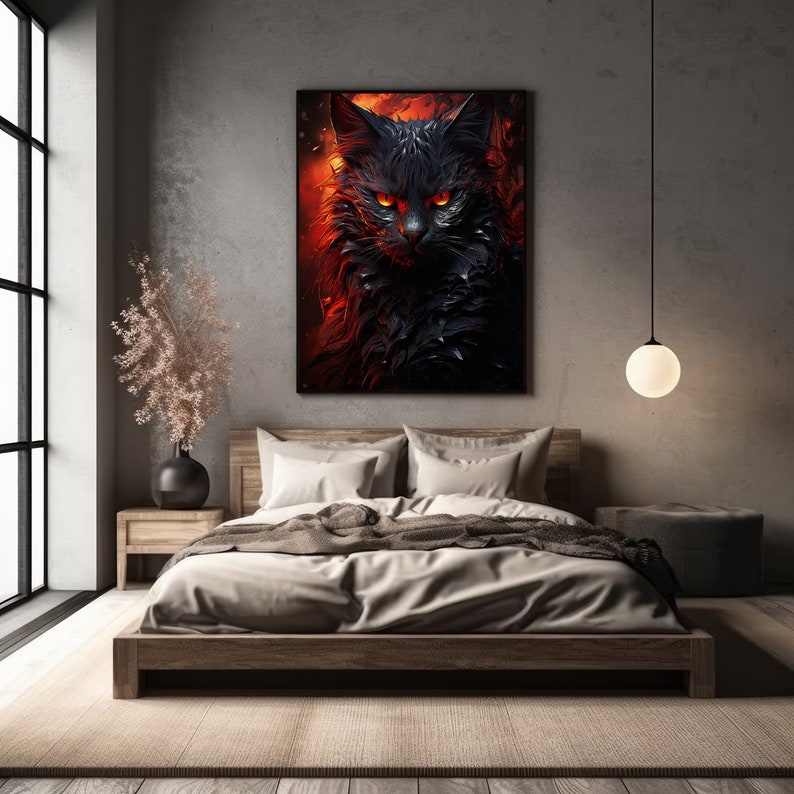 Black Cat | Digital Art Print, Wall Art, AI Generated, AI Art, Digital ...