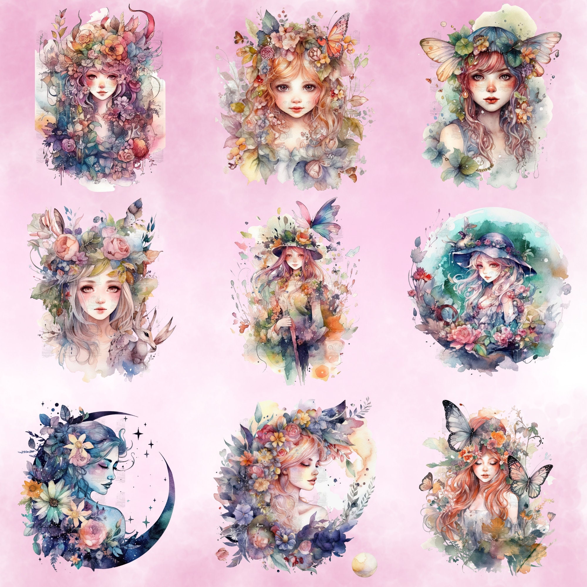 24 Watercolor Fantasy Fairy Clipart | Floral, Surreal, Dreamlike ...
