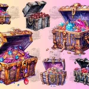 29 Watercolor Treasure Chest Clipart | Magical, Floral, Fantasy ...