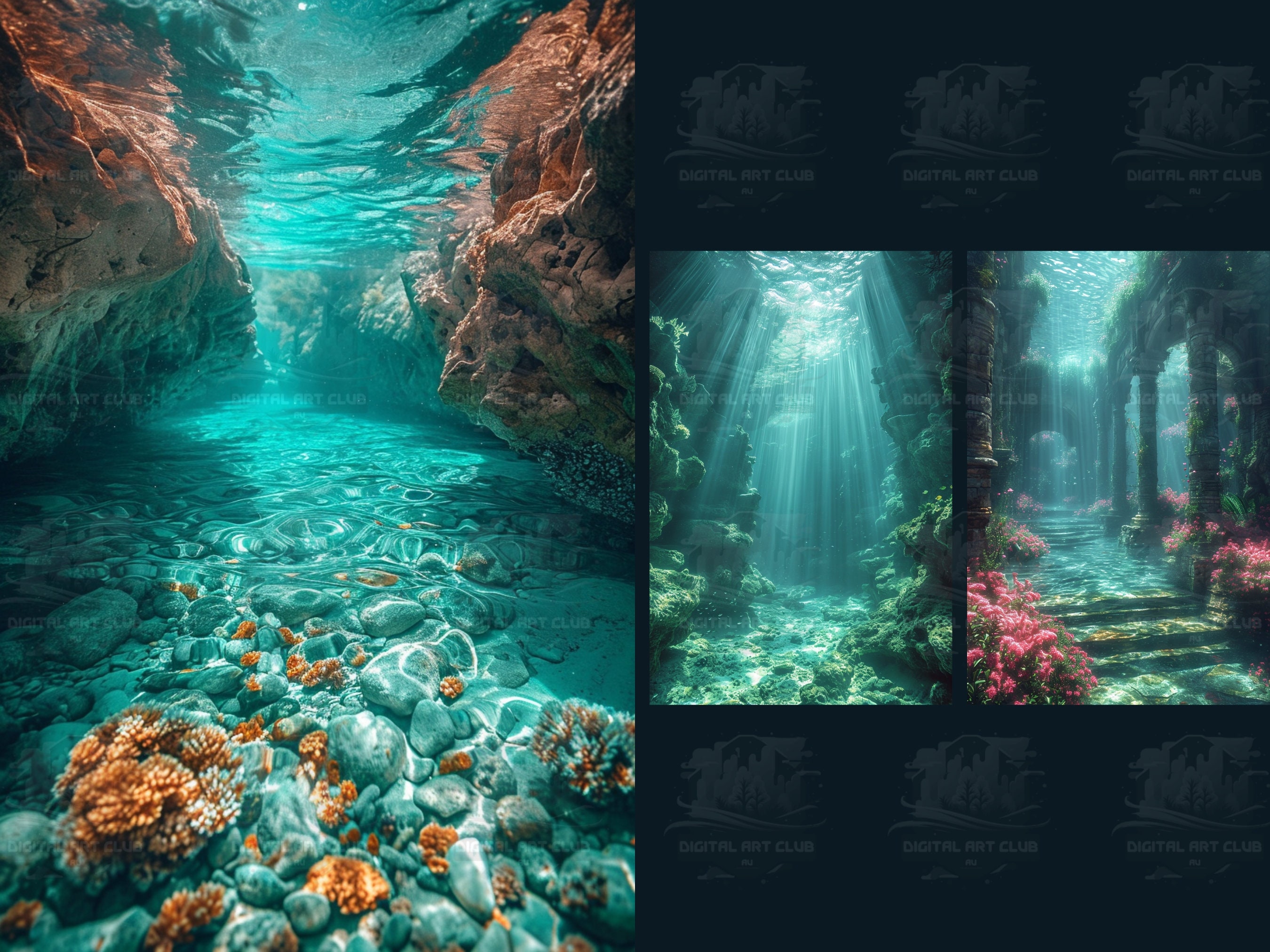 6 Underwater Backdrops Overlays | Overlays for Photoshop | Studio ...