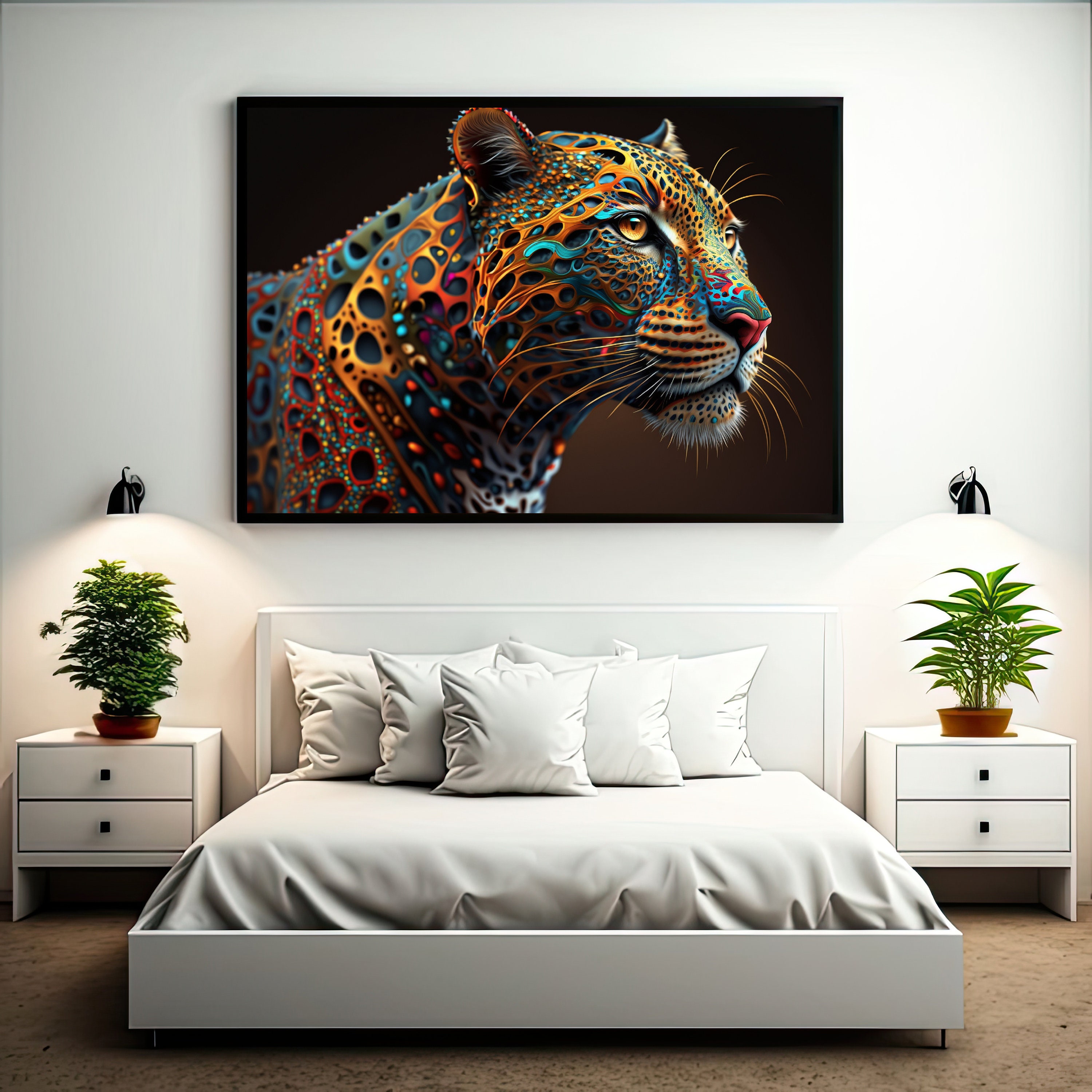 Colourful Leopard | Digital Art Print, Wall Art, AI Generated, AI Art ...