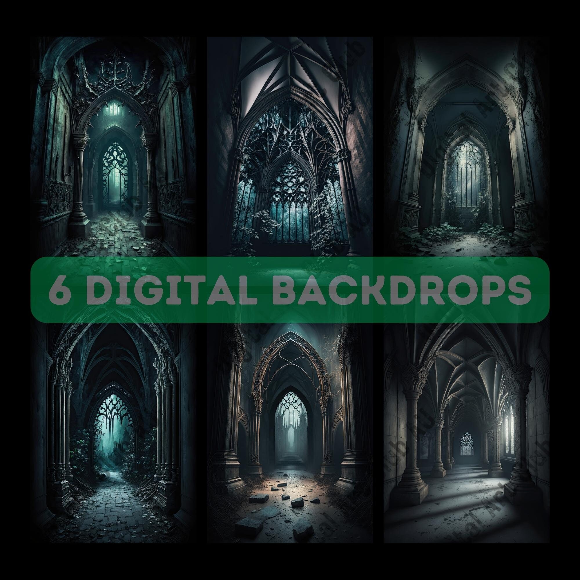 6 Dark Gothic Hallway Backdrops Overlays | Overlays for Photoshop ...