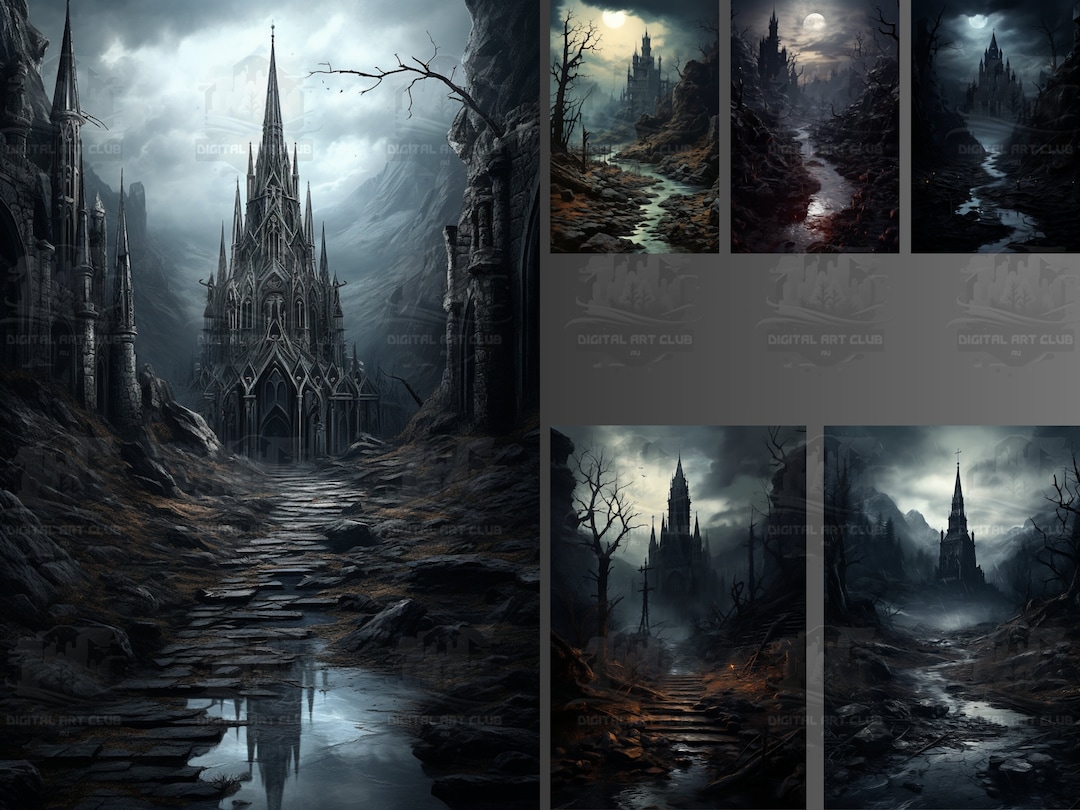 6 Dark Gothic Landscape V2 Backdrops Overlays | Overlays for Photoshop ...