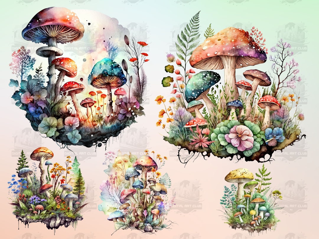 27 Watercolor Forest Mushrooms Clipart | Floral, Magic, Nature, Fantasy ...