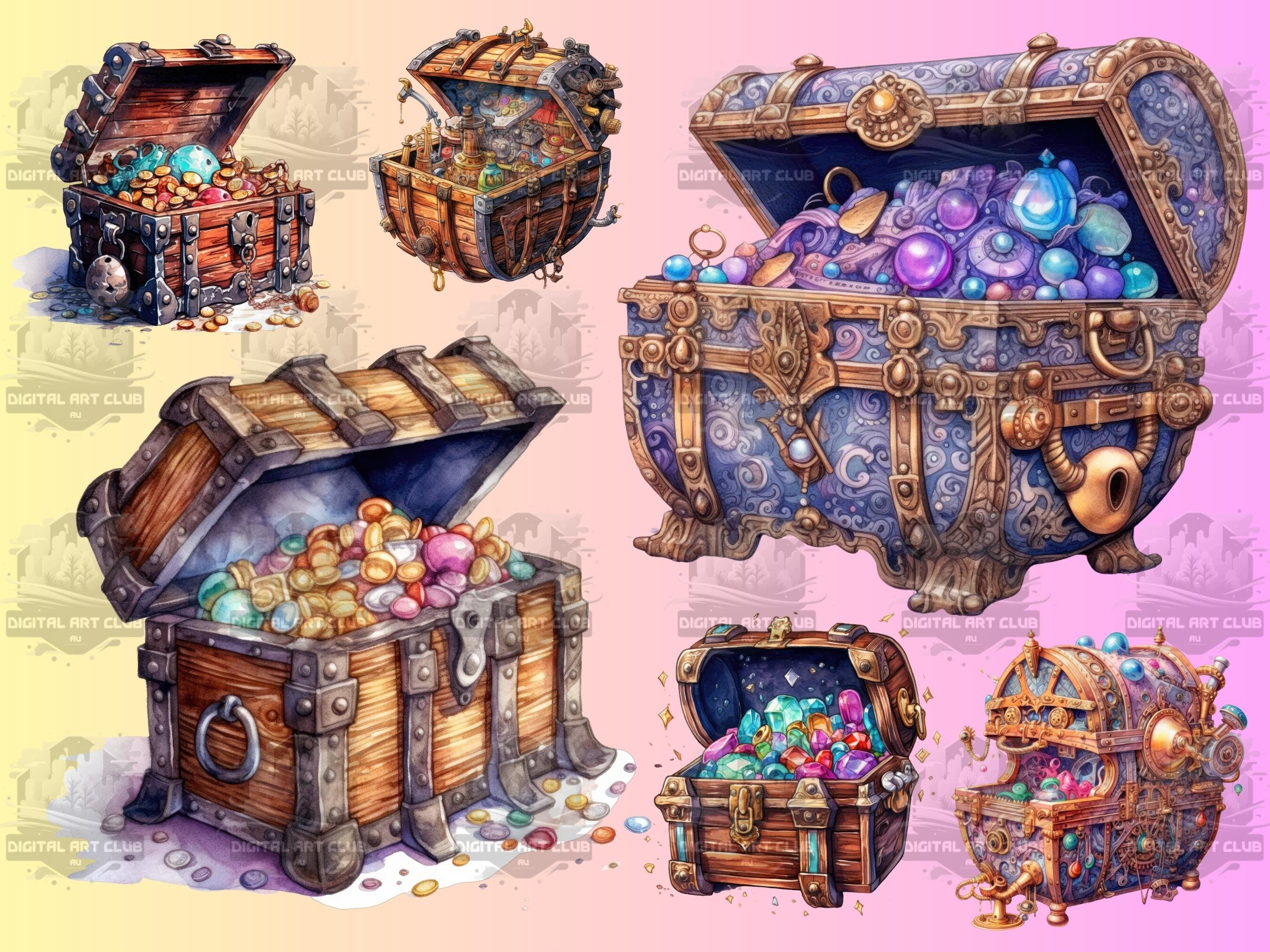 29 Watercolor Treasure Chest Clipart | Magical, Floral, Fantasy ...