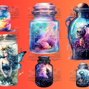27 Magic Glass Jar Clipart | Watercolor, Fantasy, Mystical | PNG Clip ...