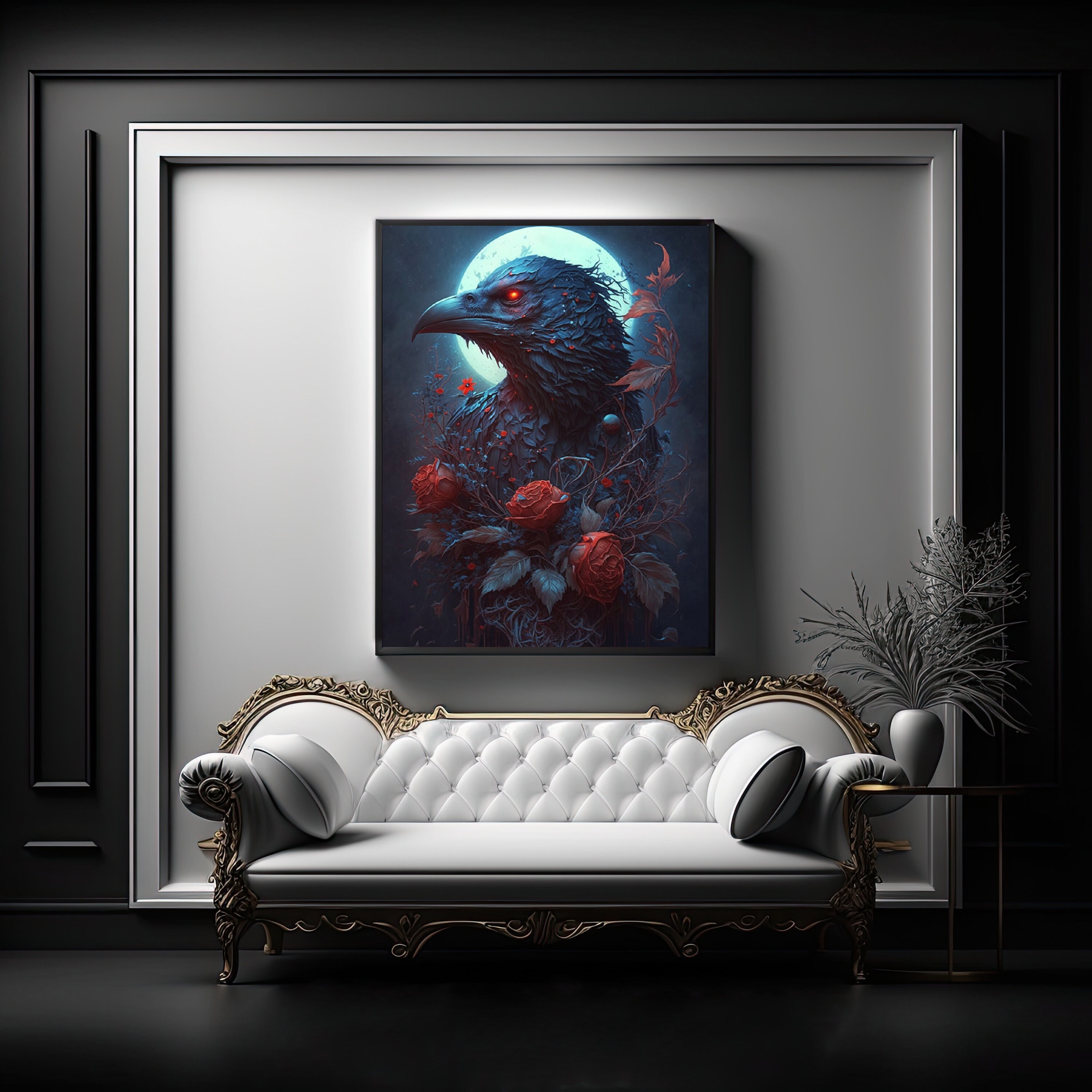 Gothic Raven Digital Art Print, Wall Art, AI Generated, AI Art, Digital ...