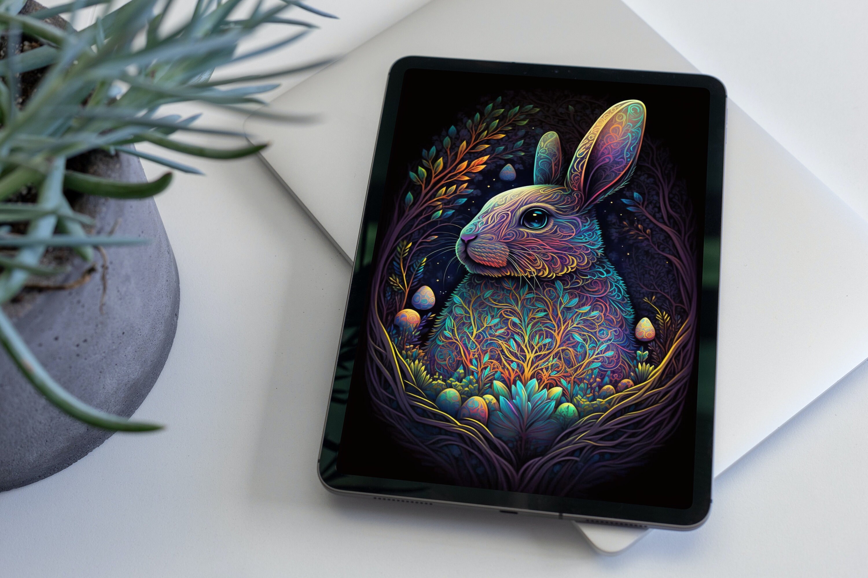 Colorful Bunny | Digital Art Print, Wall Art, AI Generated, AI Art ...