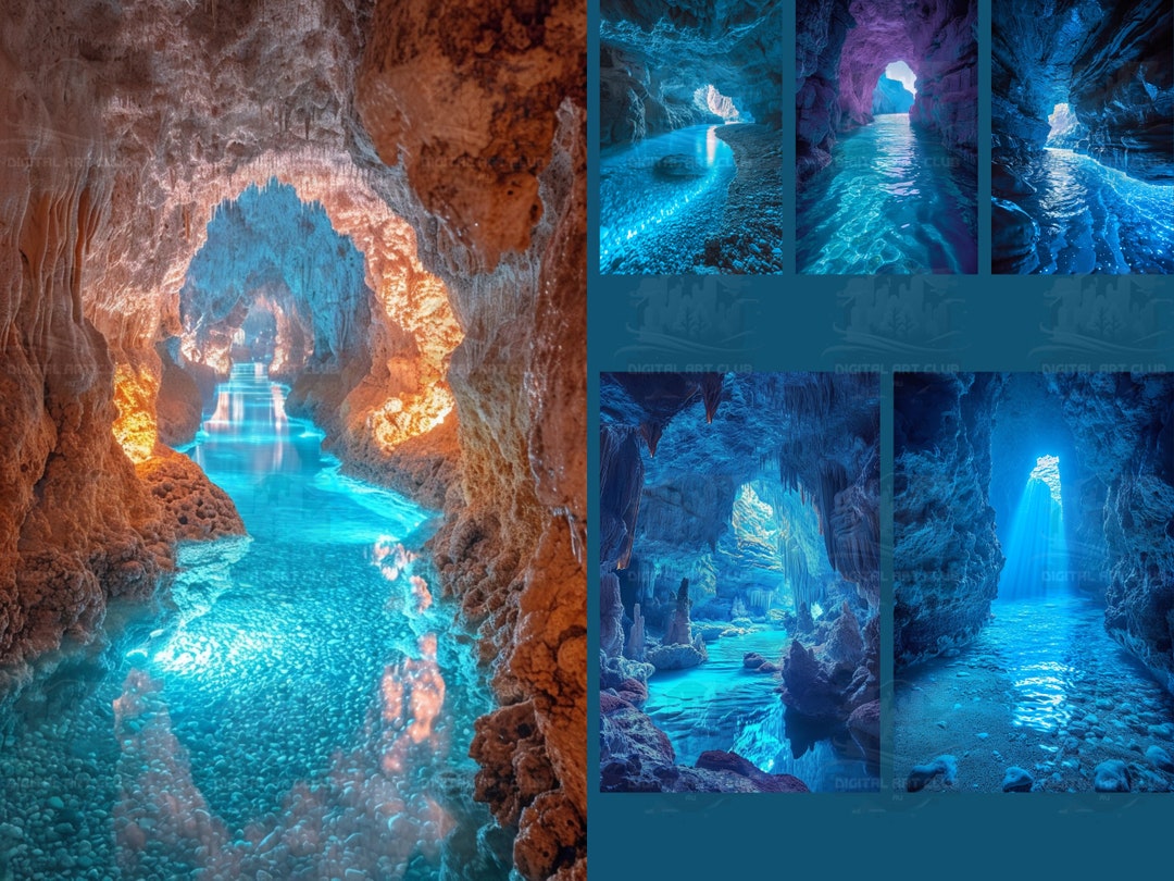 6 Illuminated Cavern Backdrops Overlays | Overlays for Photoshop ...