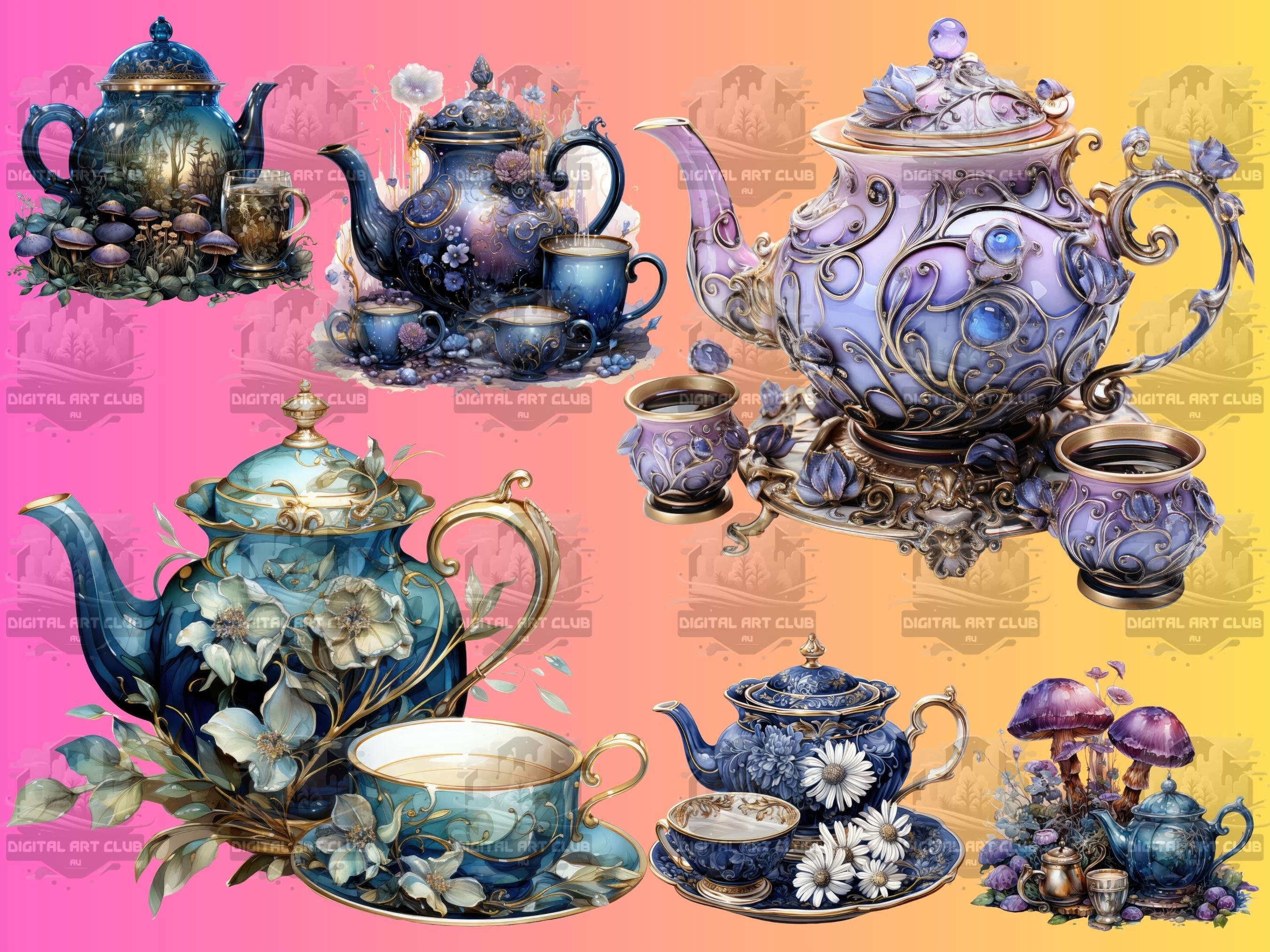 29 Fantasy Tea Set Clipart | Floral, Gothic, Mystical | PNG Clip Art ...
