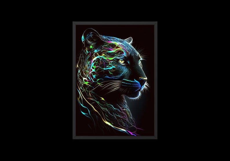 Electric Panther | Digital Art Print, Wall Art, AI Generated, AI Art ...