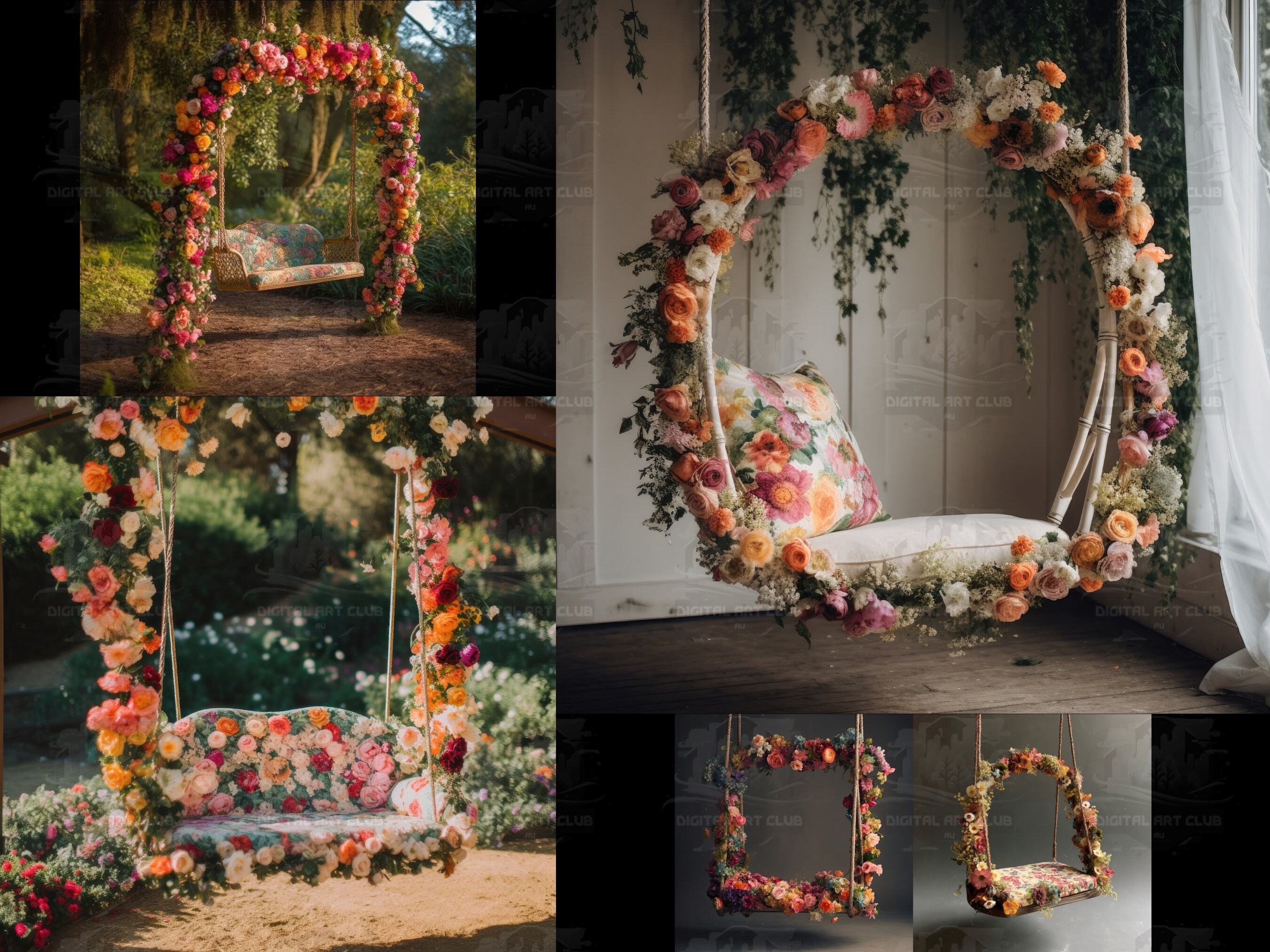 15 Floral Swing Backdrops Overlays Flowers Swing Overlays for Photoshop Studio Backdrops Digital ...