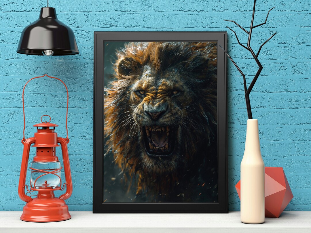 Lion Wrath | Digital Art Print, Wall Art, AI Generated, AI Art, Digital ...
