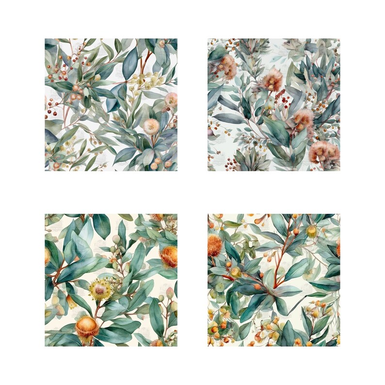 13 Watercolor Eucalyptus Digital Papers Scrapbooking Floral - Etsy