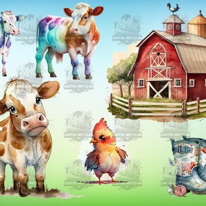 28 Watercolor Farm Animals Clipart | Cute, Fun, Adorable | Digital PNG ...