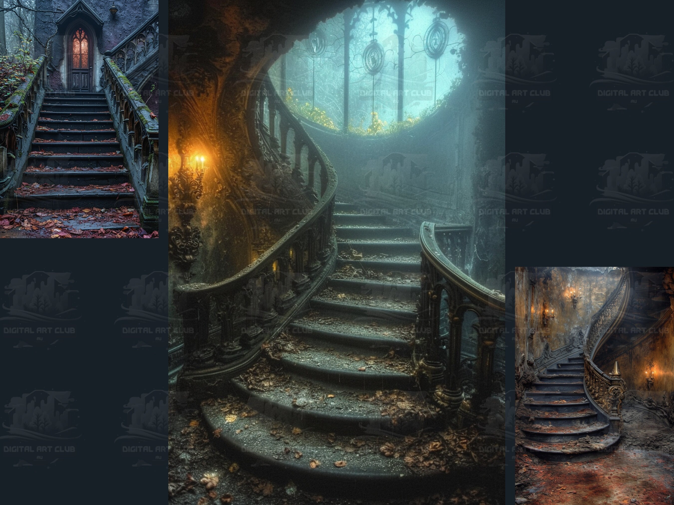 8 Abandoned Staircase Backdrops Overlays | Overlays for Photoshop ...