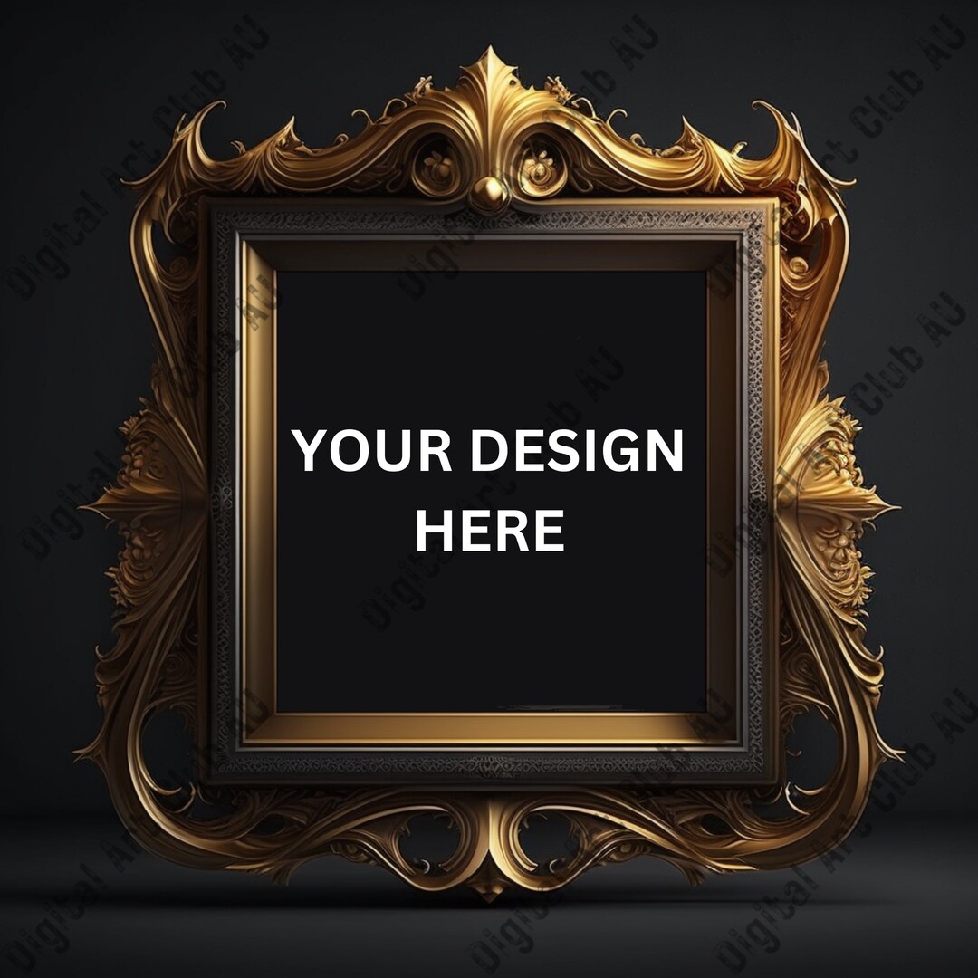 Golden Frame Mockup - Square Style | Wall Art Mockup | Poster Mockup ...