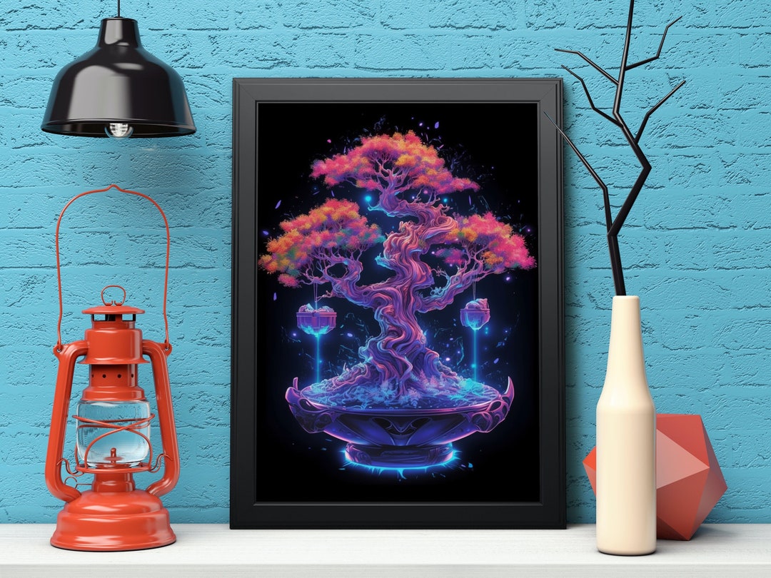 Futuristic Bonsai Tree | Digital Art Print, Wall Art, AI Generated, AI ...
